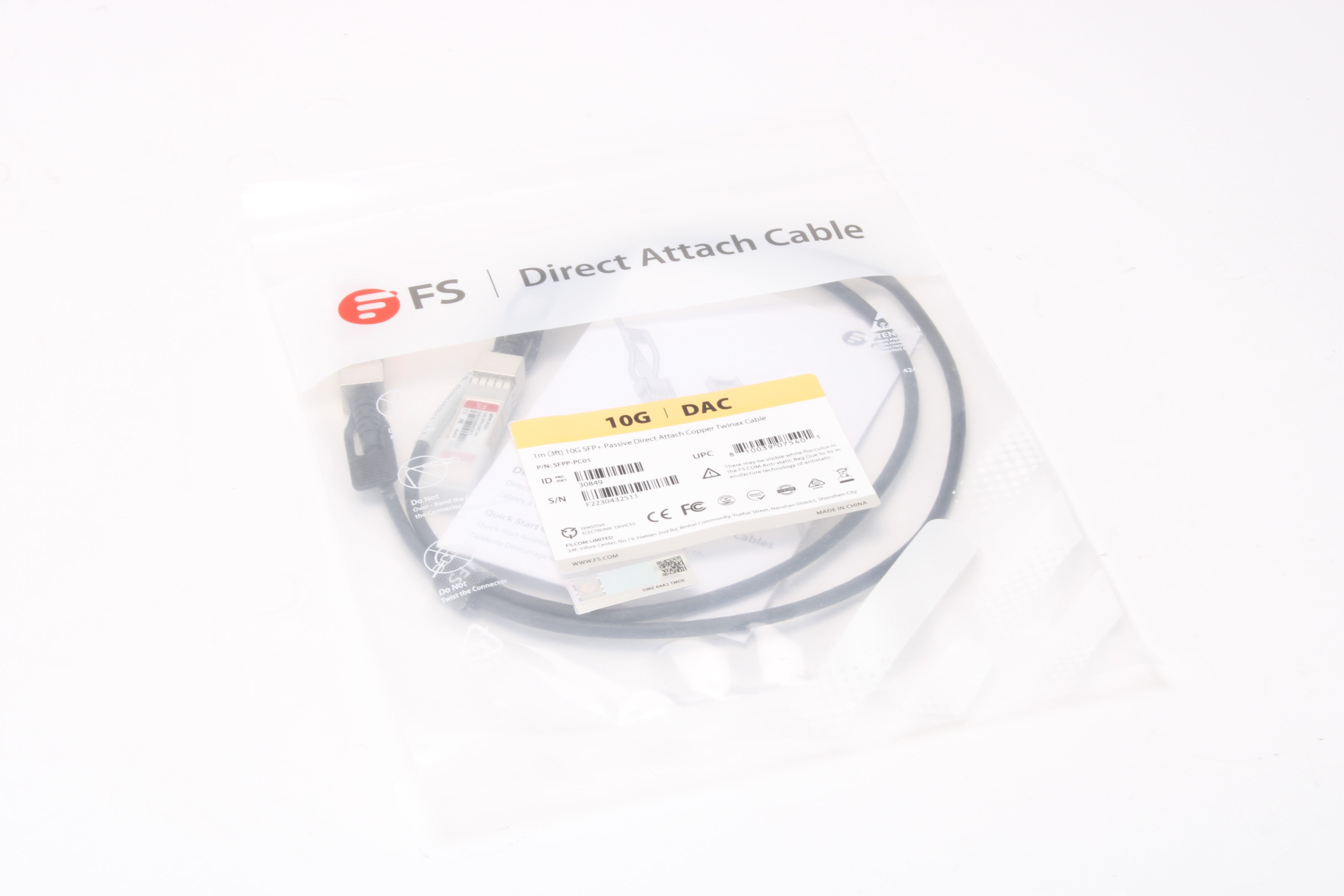 FS SFP-10G-PC01 1m (3ft) 10G SFP+ Passive Direct Attach Copper Twinax – NTC Tech