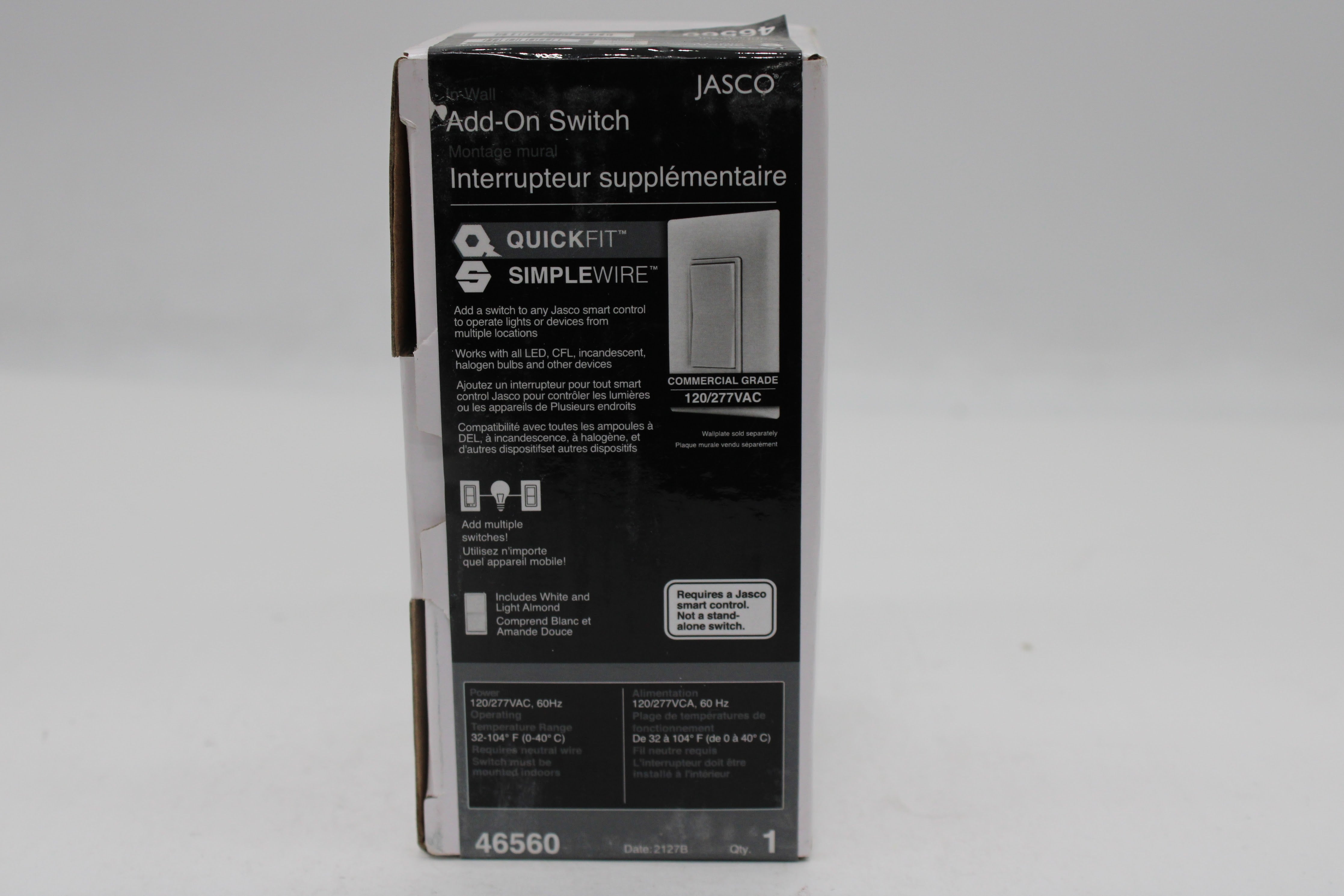 Jasco Add-On Switch 46560 Quick Fit Simple Wire 030878465601 - New – NTC Tech