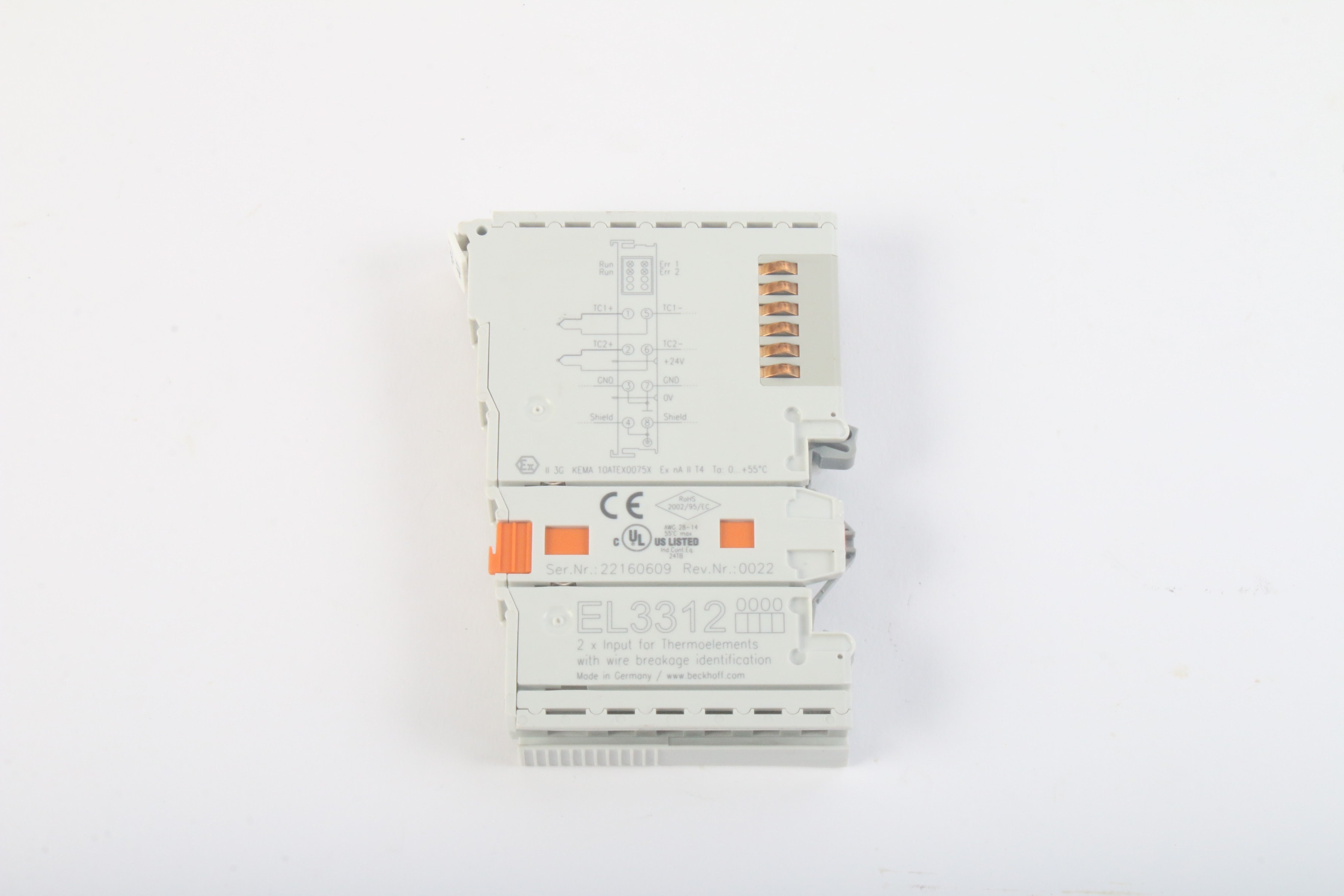 Beckhoff EL3312 2 x Input for Thermoelements W/ Wire Breakage Identifi – NTC Tech