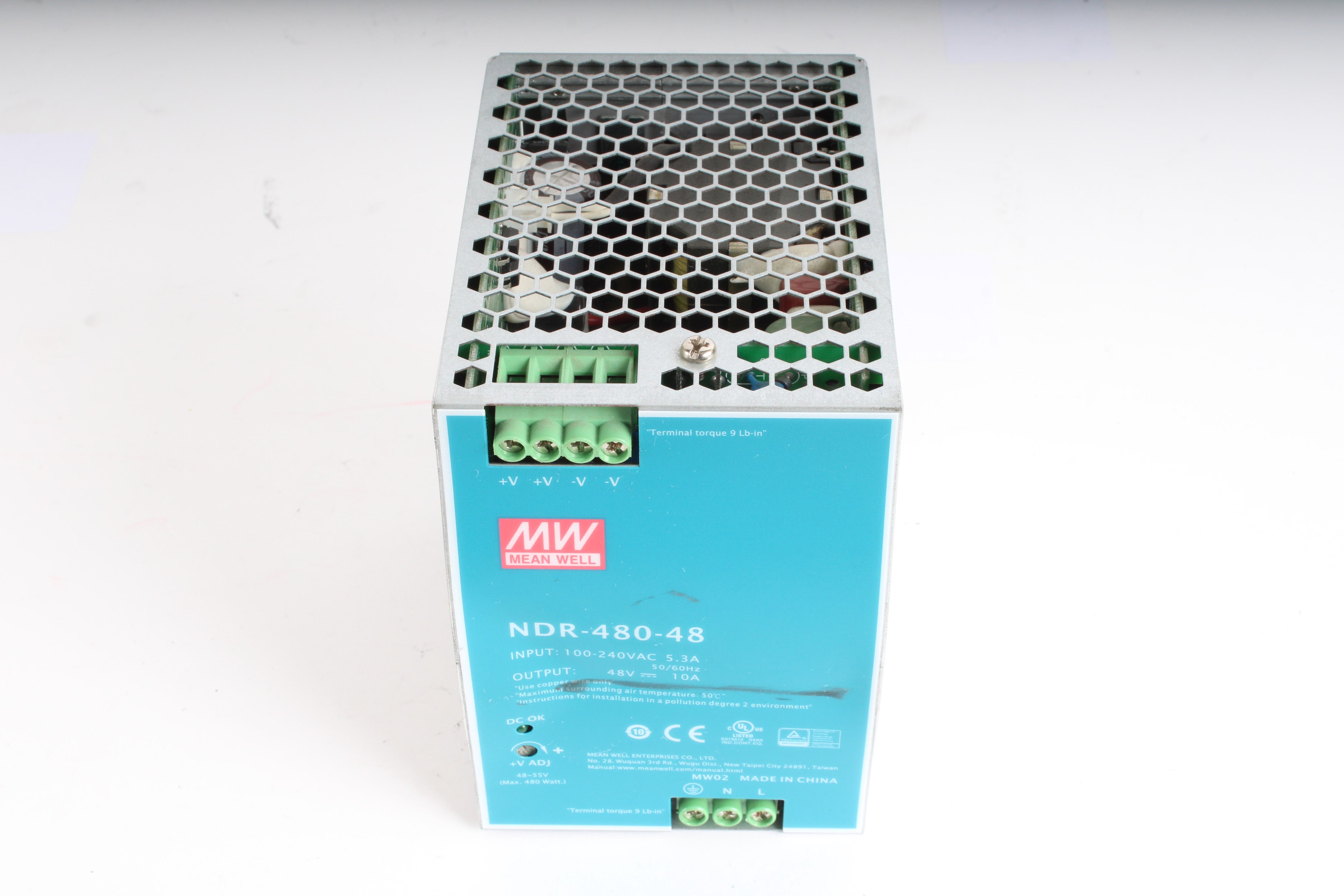 Mean Well NDR-480-48 DIN Power Supply 480 Watts - Fair Condition – NTC Tech