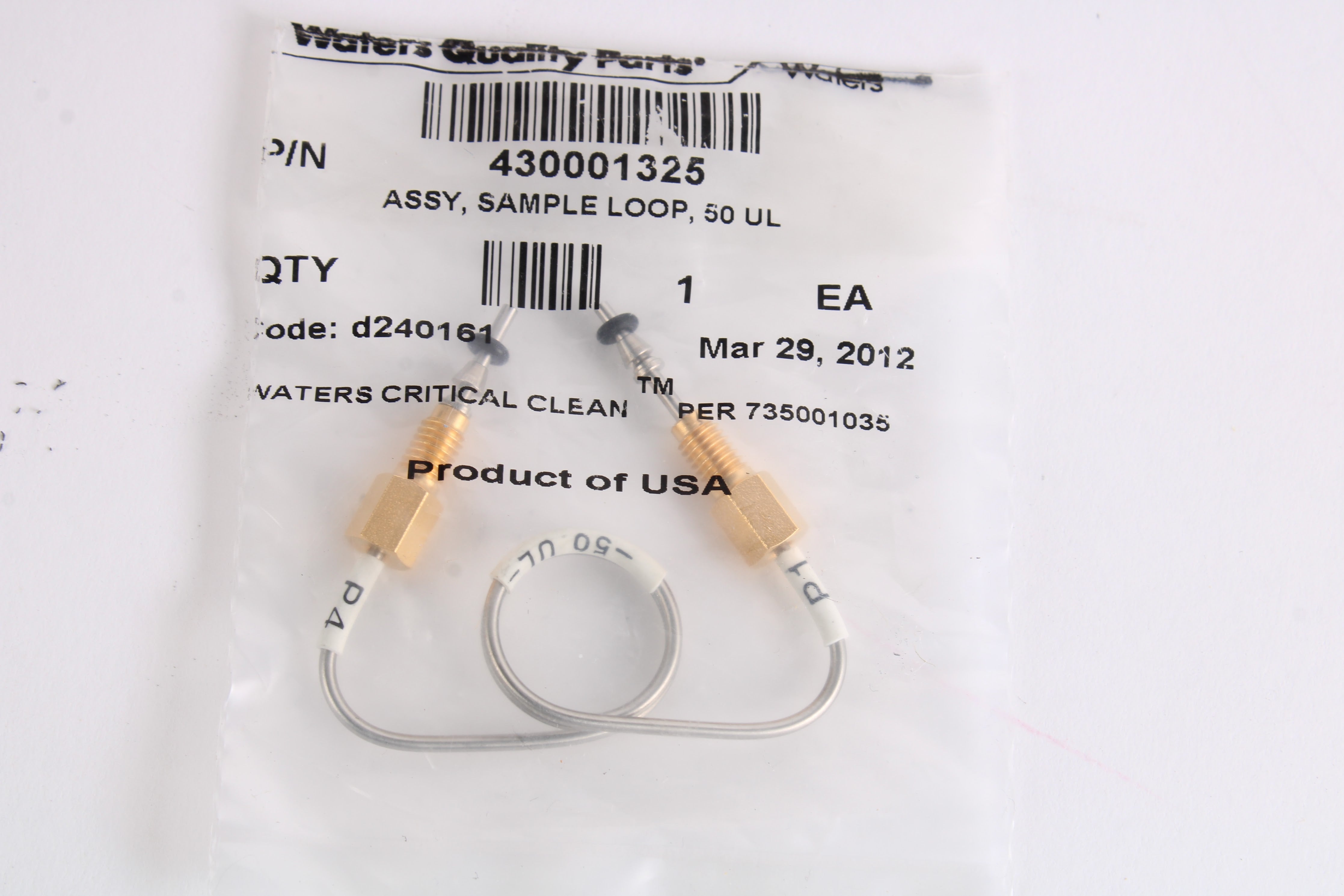 Waters 430001325 Assembly Sample Loop 50 UL NEW NTC Tech Waters 430001325 Assembly Sample Loop 50 UL NEW NTC Tech