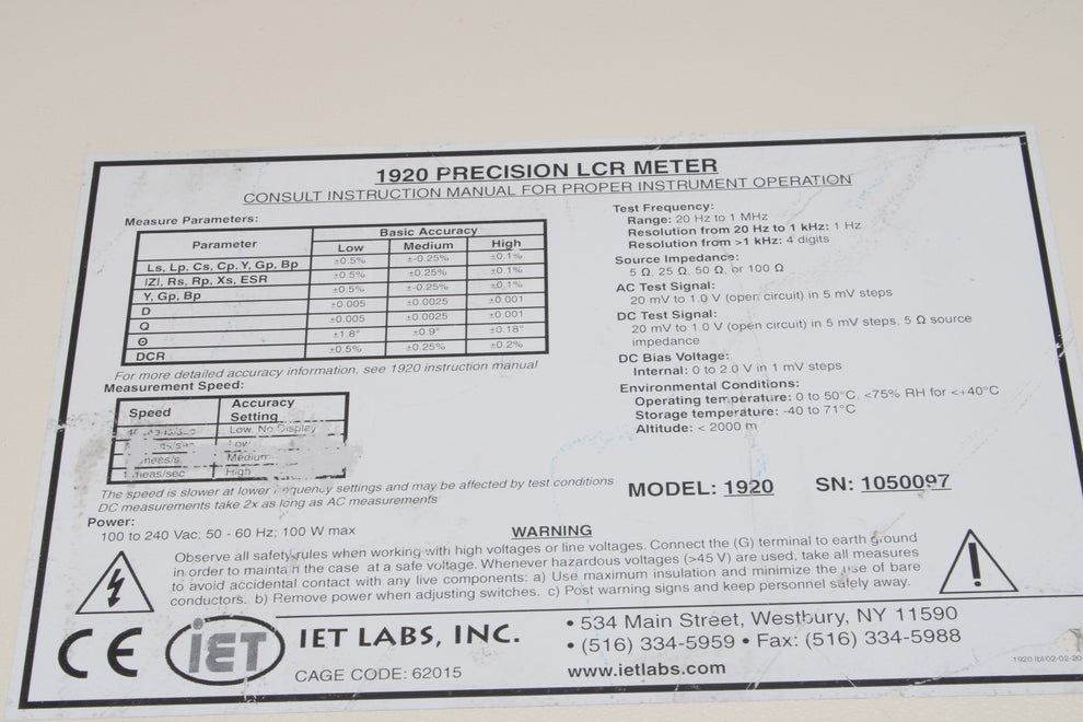 QuadTech 1920 Precision LCR Impedance Meter – NTC Tech