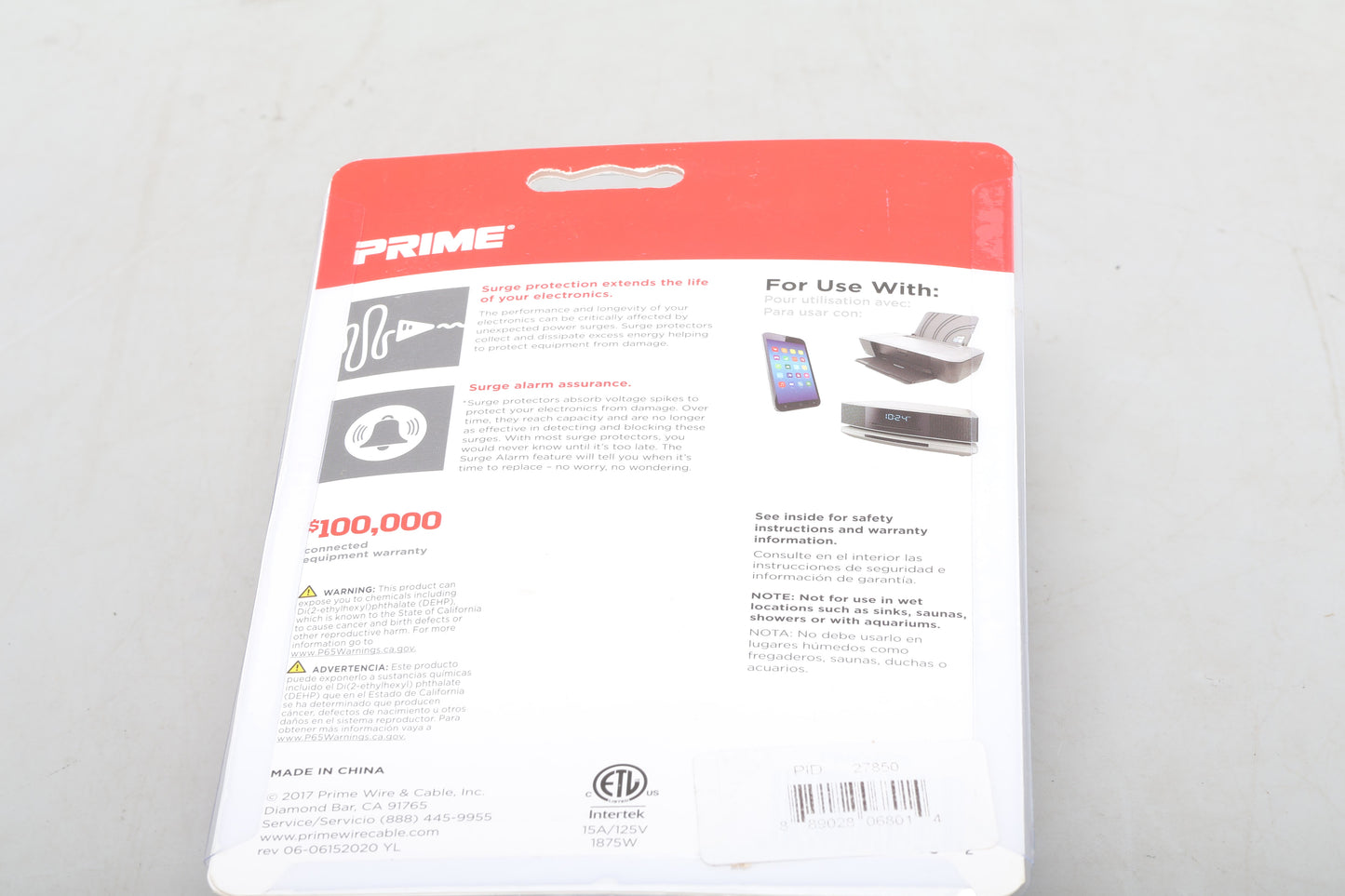 Prime PB802105 Alarm Surge Protector 054732807482 - NEW – NTC Tech