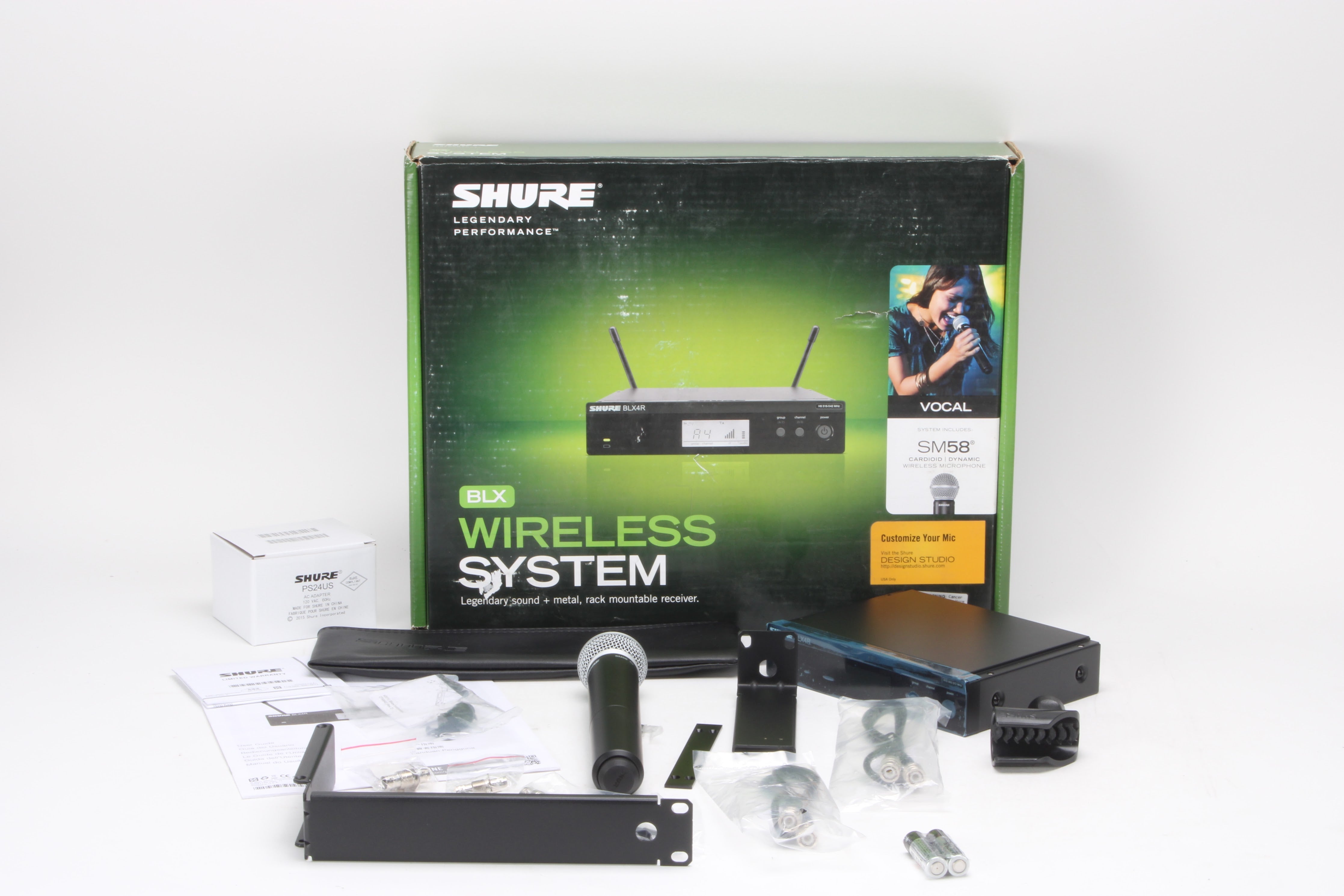 Shure BLX24R/SM58-H10 Wireless Microphone System 542-572 MHz With Acce ...