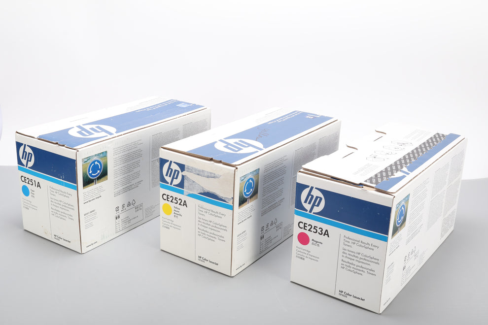 HP 504A Set of Toner Cartridges Yellow, Magenta, and Cyan CE251A, CE25 ...