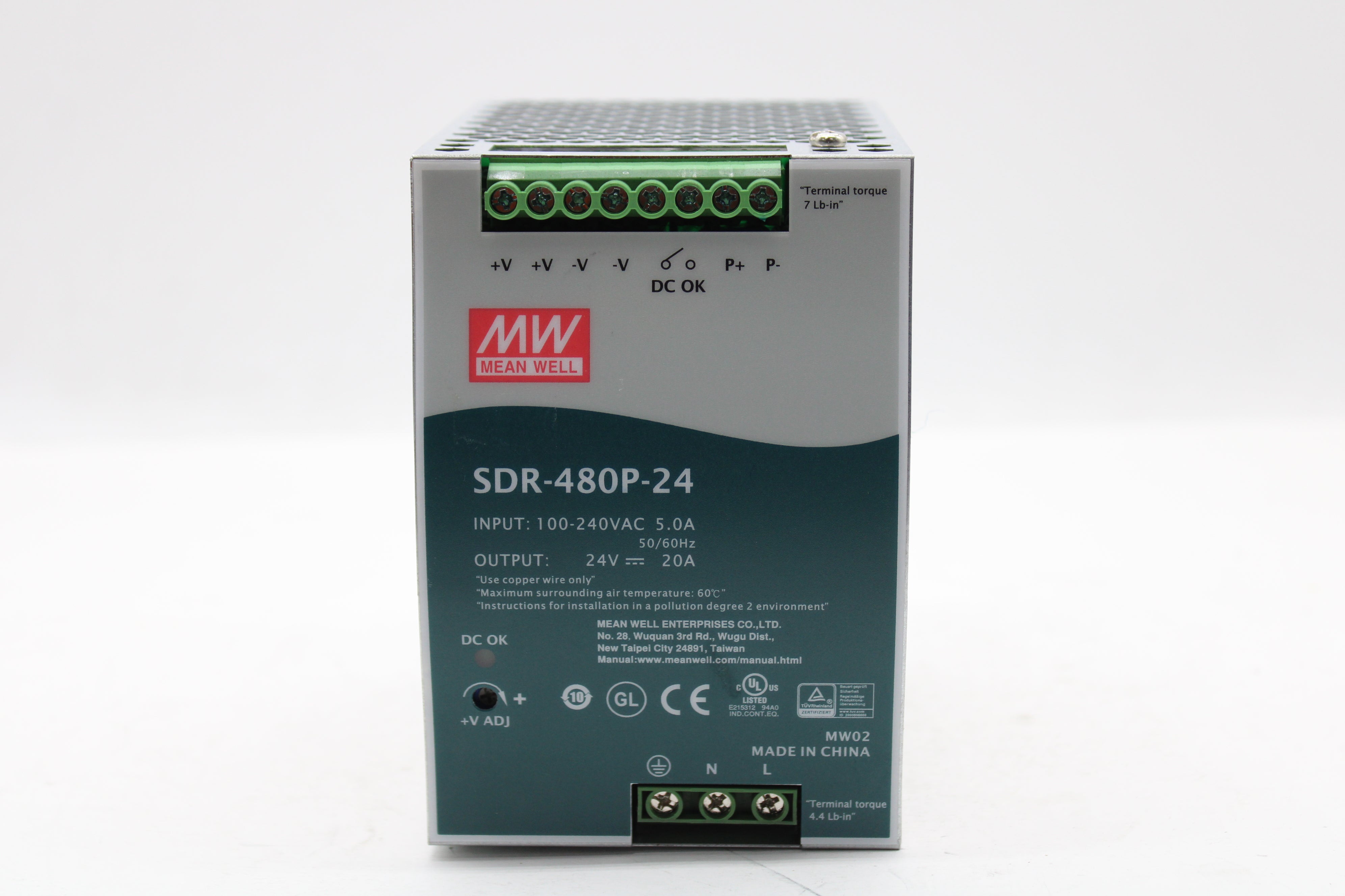 Mean Well SDR-480P-24 AC-DC Industrial DIN Rail Power Supply 24V 20A ...