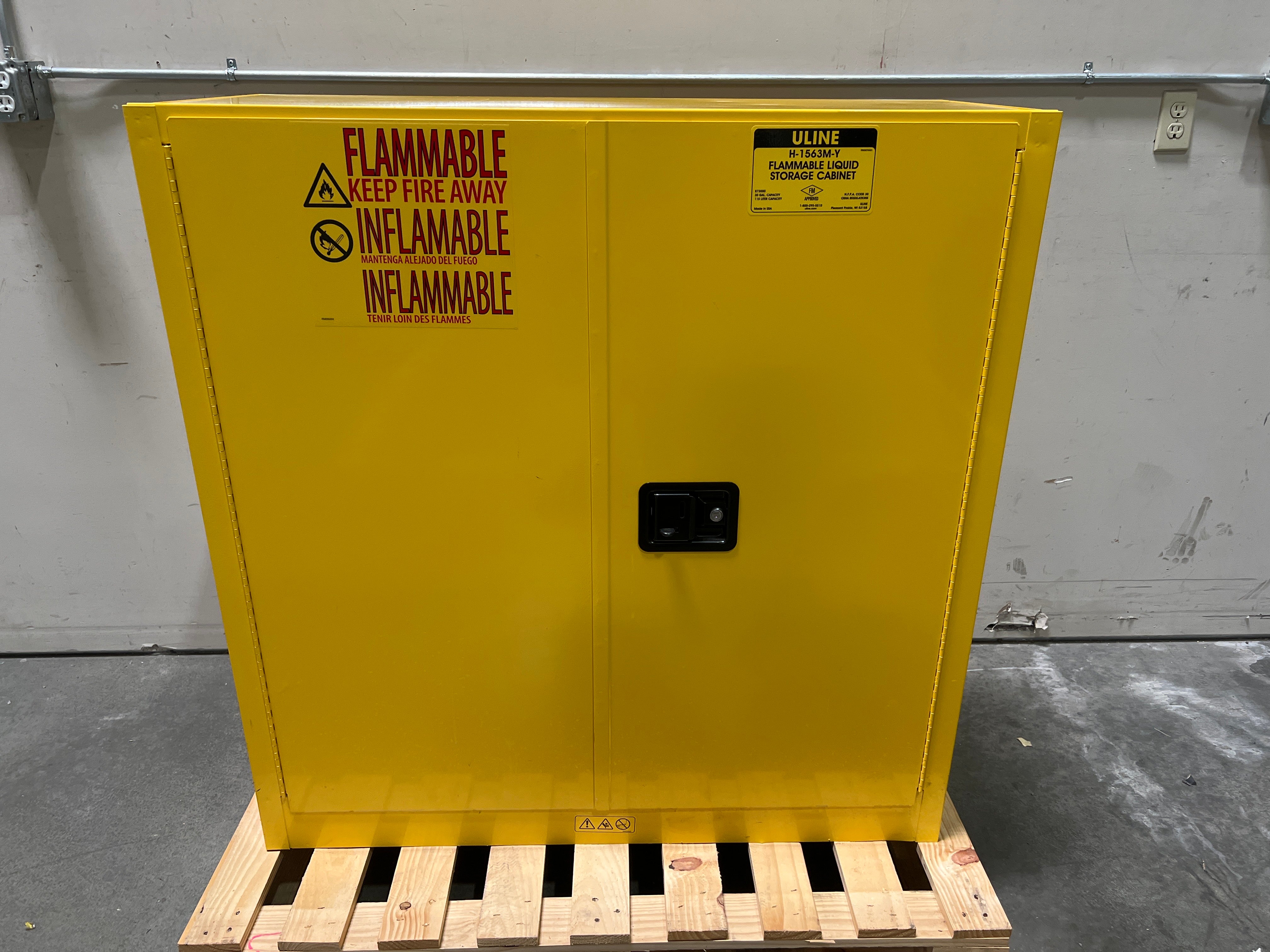 Uline H-1563M-Y Standard Flammable Storage Cabinet - Manual Doors Yell ...