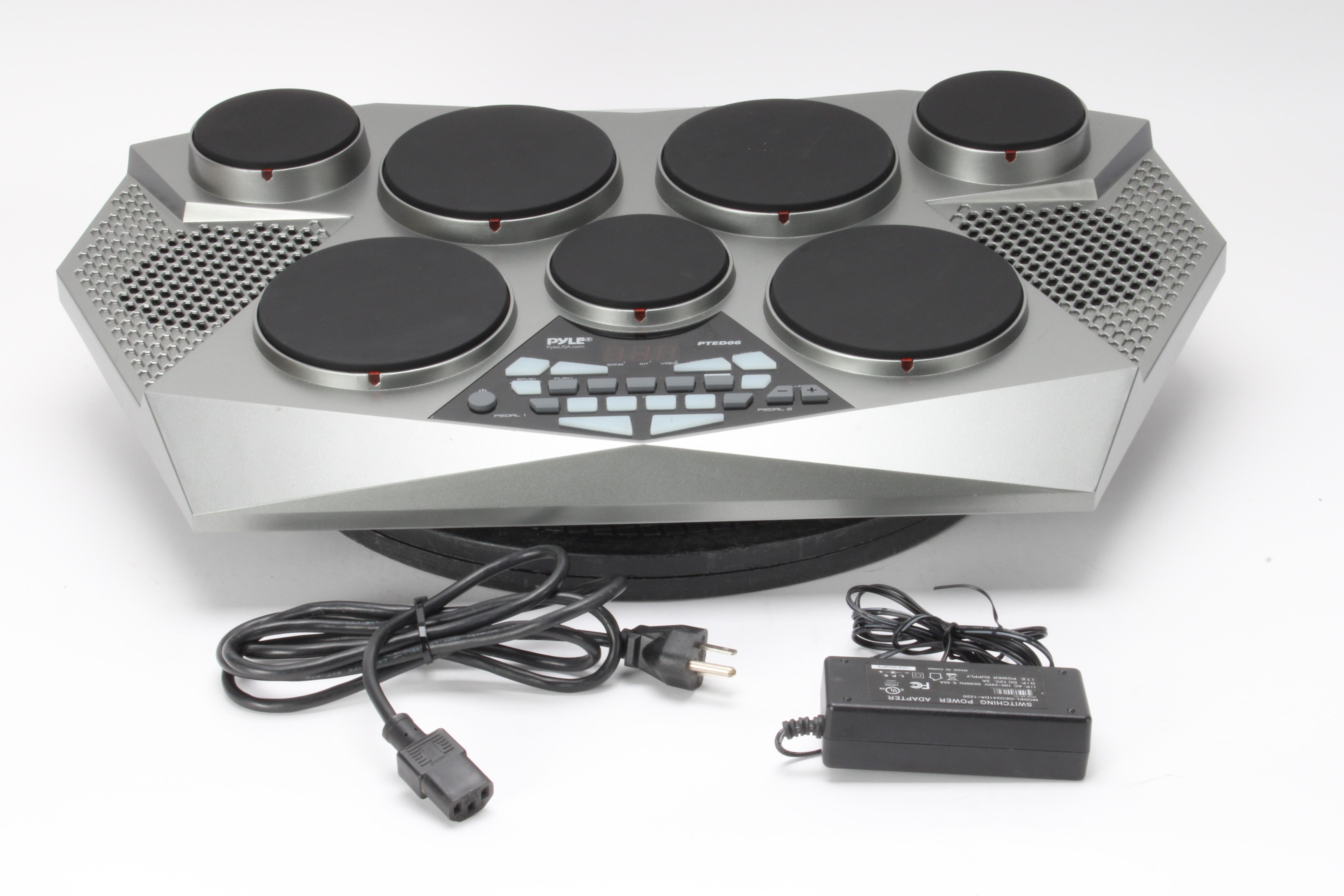 Pyle PTED06 Portable Electronic Tabletop Digital Drum Machine With Pow ...