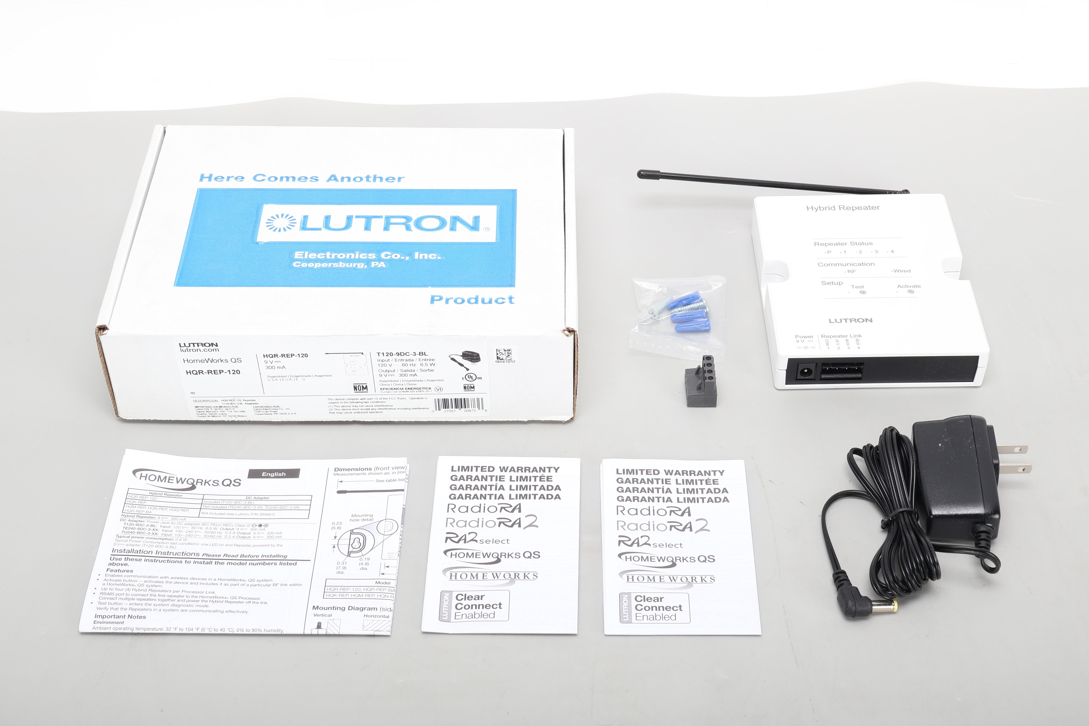 Lutron HQR-REP-120 Hybrid Repeater With Power Supply and Accessories ...
