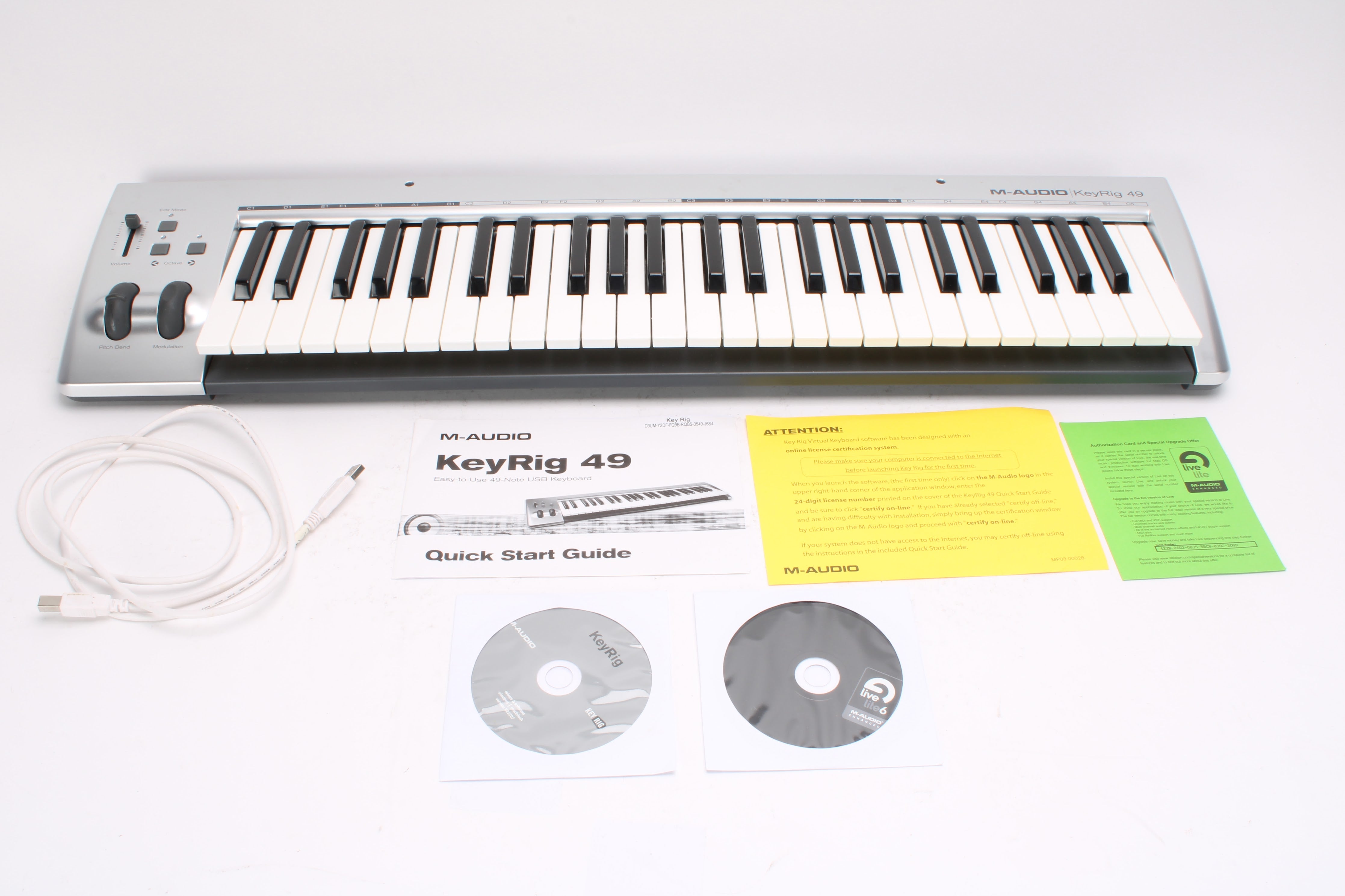 M-Audio 9900-52239-10 KeyRig49 USB Keyboard Controller MP02-00226 W/ A ...