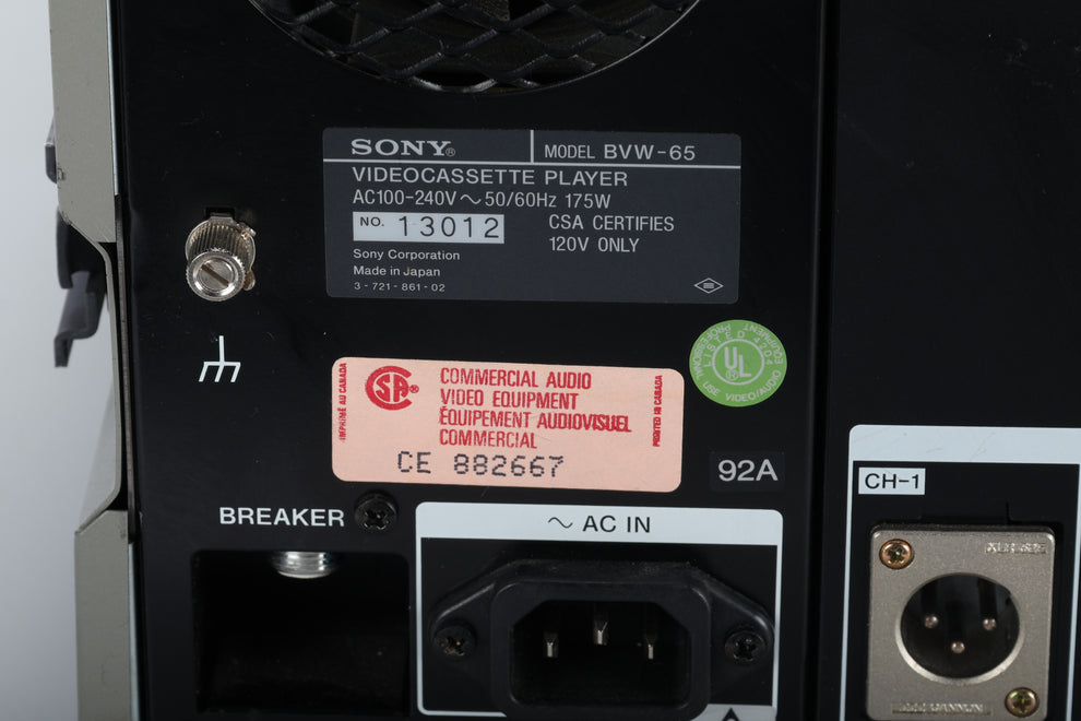 Sony BVW-65 Betacam SP Video Cassette Recorder - Fair Condition – NTC Tech