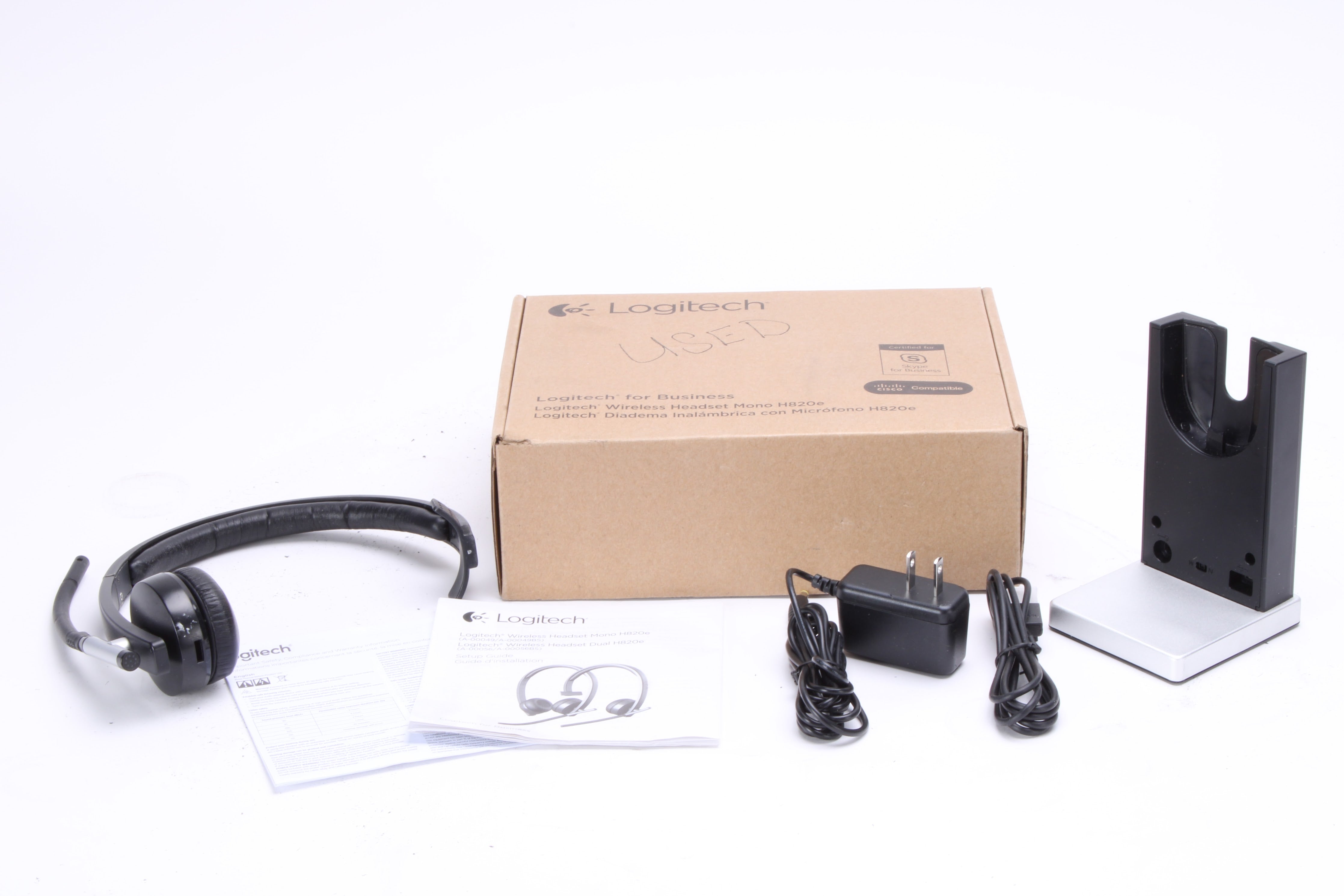 Logitech H820e Mono Wireless Headset With Power Supply and Accessories ...