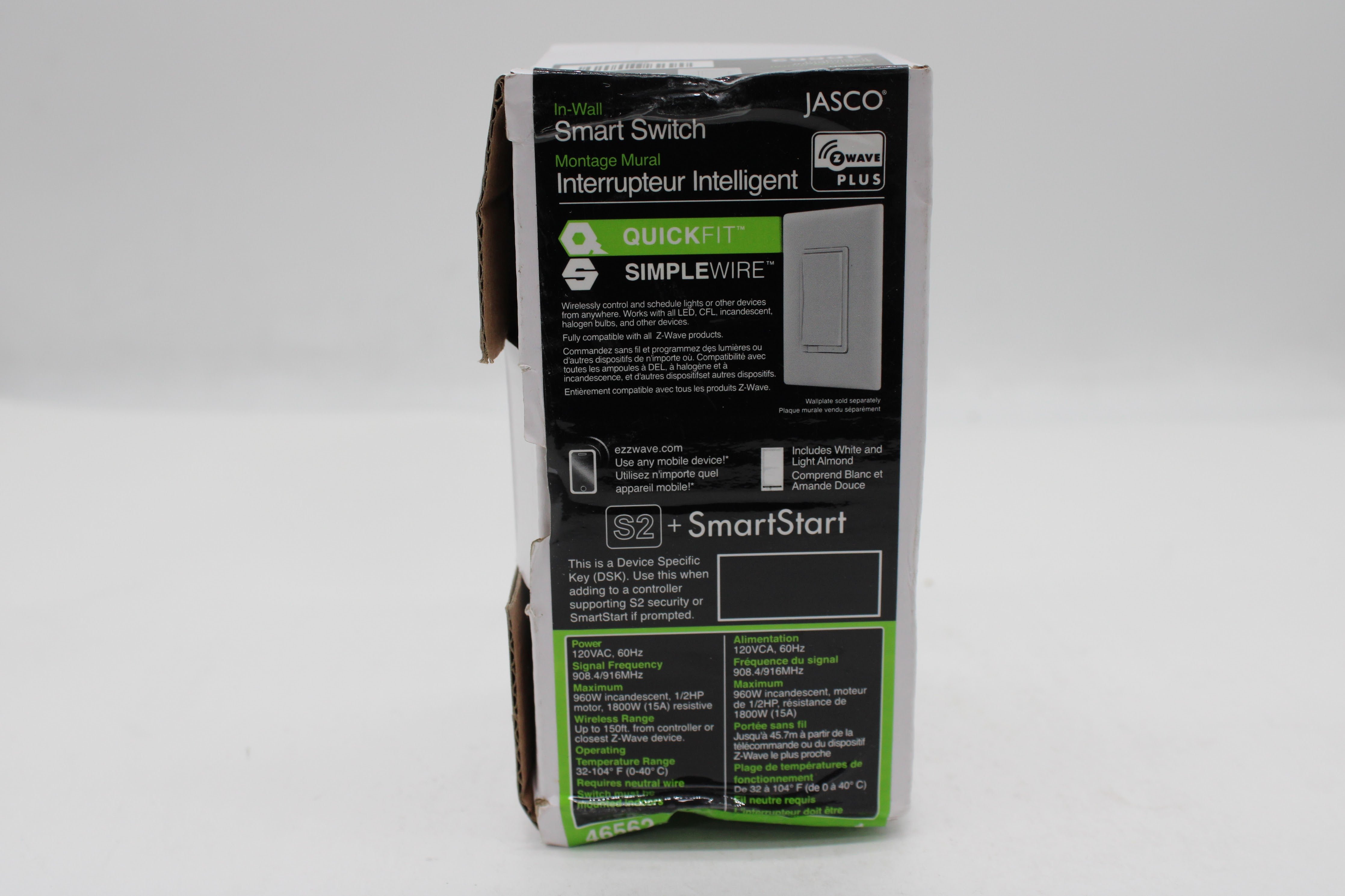 Jasco 46562 Z-Wave Plus QuickFit In-Wall Smart Switch - New - 03087846 ...
