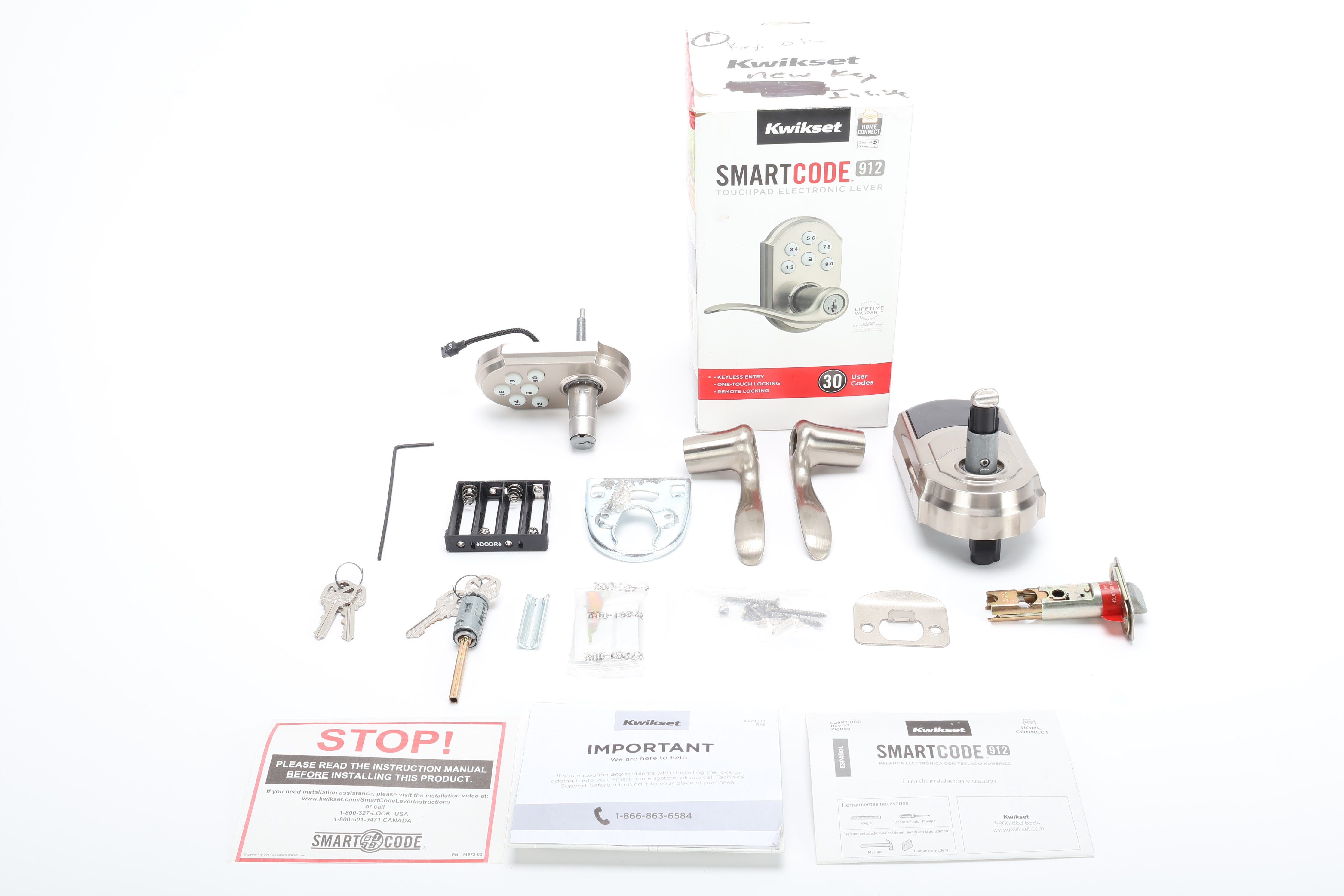 Kwikset 912 SmartCode Electronic Touchpad Tustin Lever Satin Nickel 99 ...