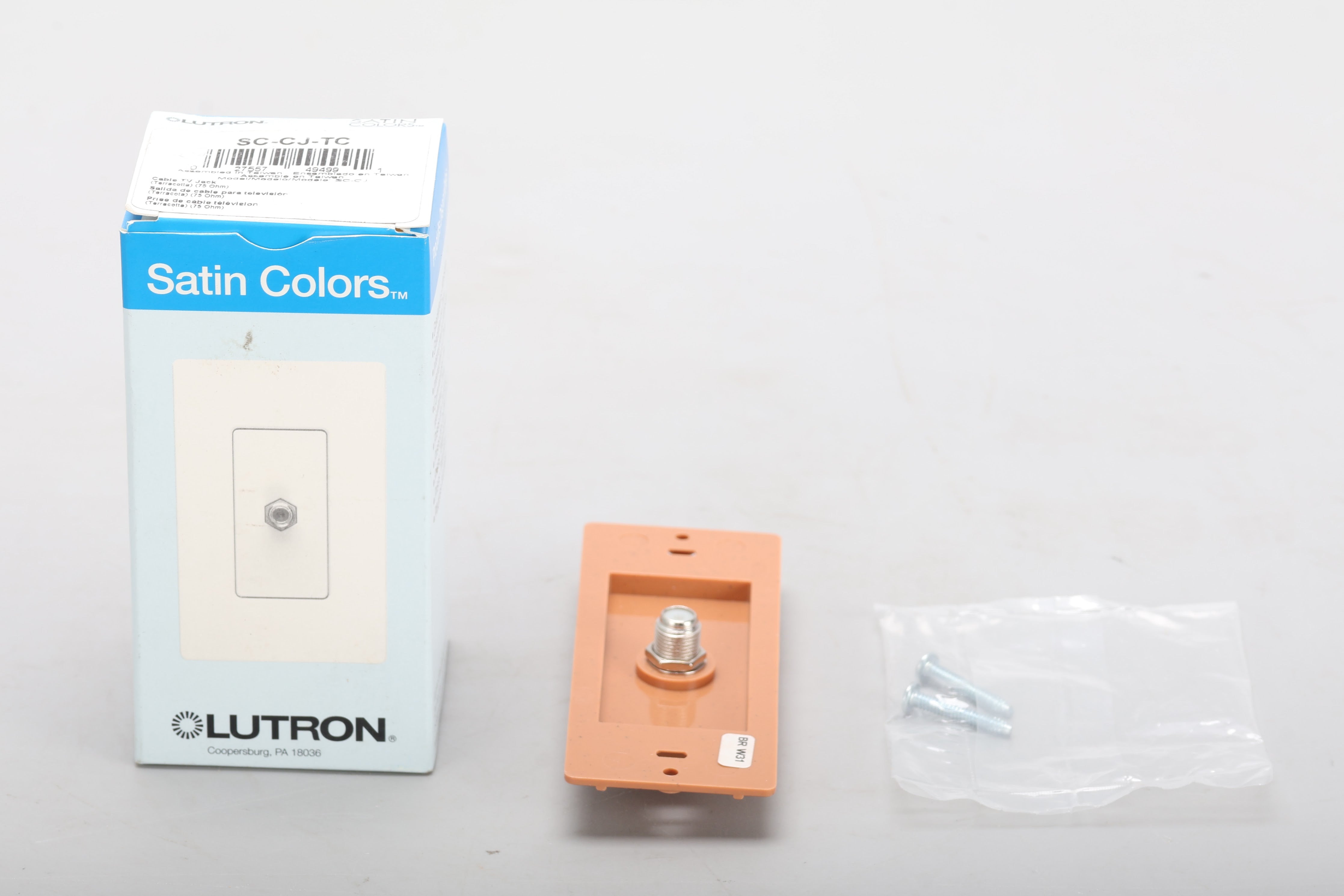 Lutron SC-CJ-TC Cable Jack, Wall Plate, White 400-2514 Rev B With Scre ...