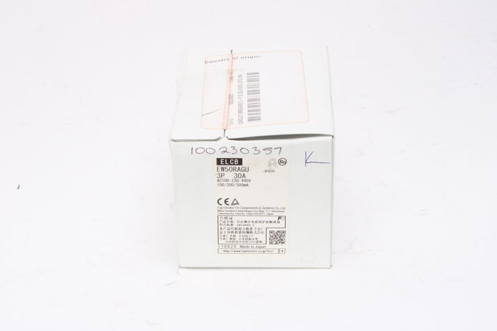 Fuji Electric ELCB EW50RAGU 3P 30A Earth Leakage Circuit Breaker - NEW ...