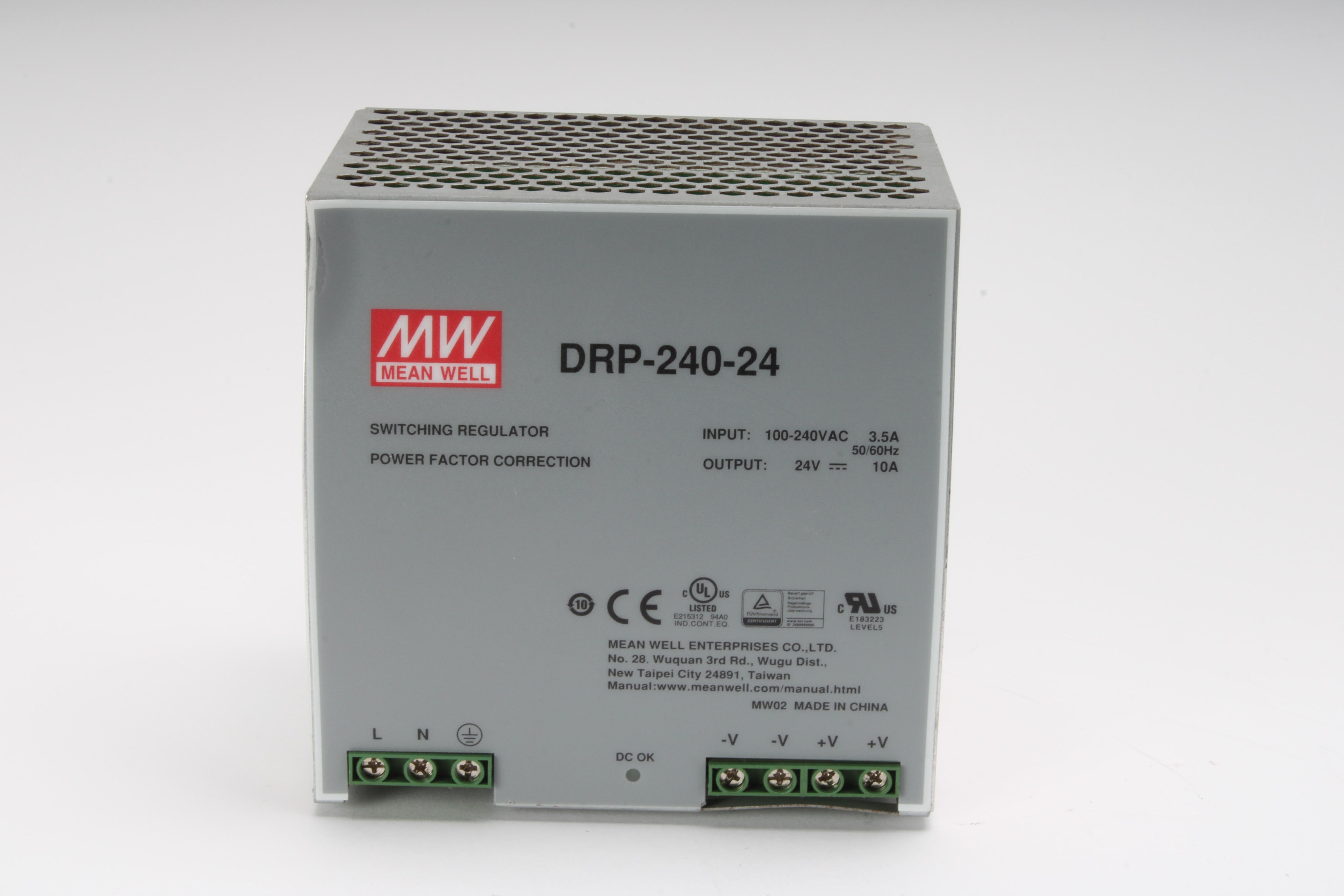 Mean Well DRP-240-24 AC to DC DIN-Rail Power Supply 24V 10A - Fair Con ...