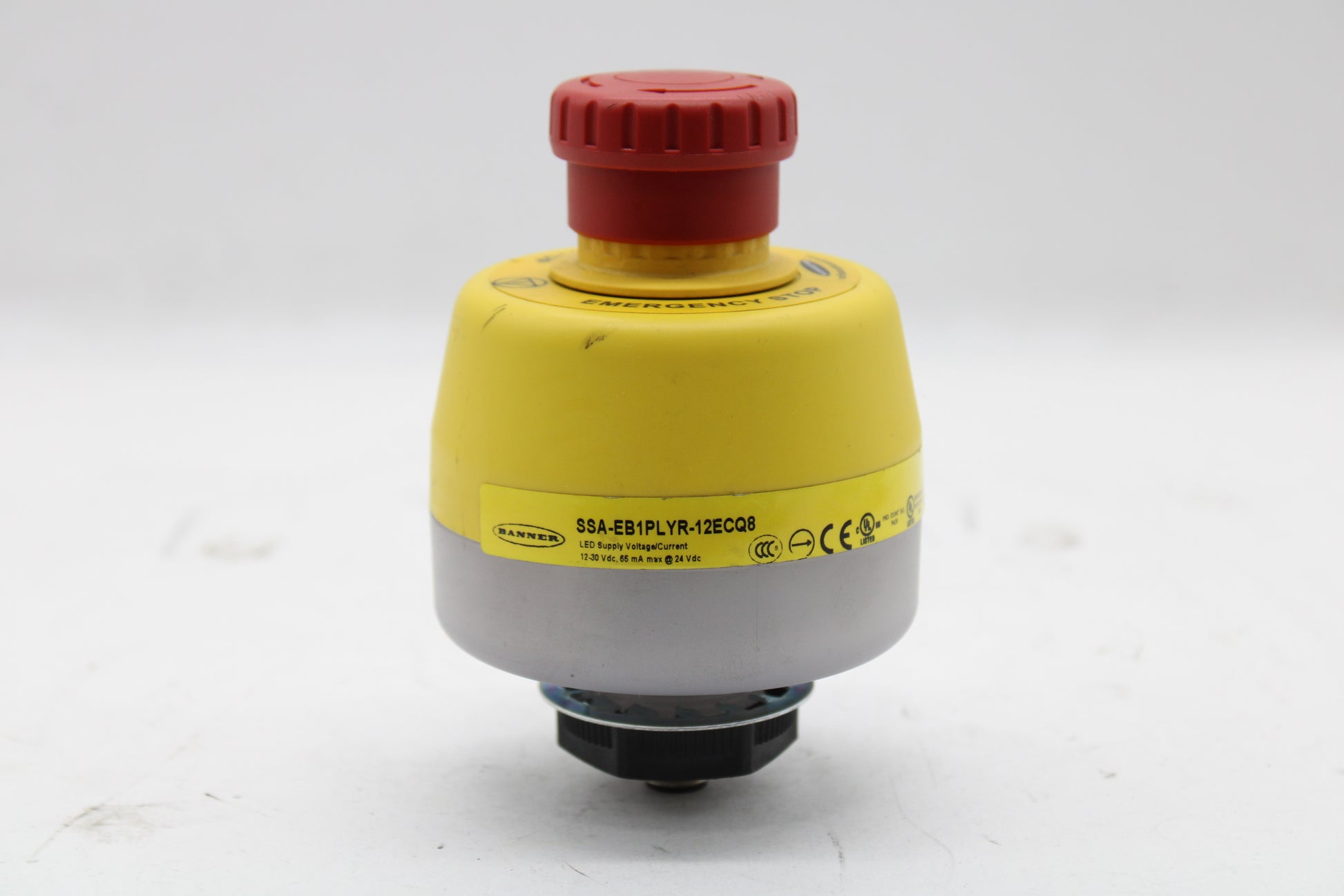 Banner SSA-EB1PLYR-12ECQ8 30 mm Mount Emergency Stop Push Button Yello ...