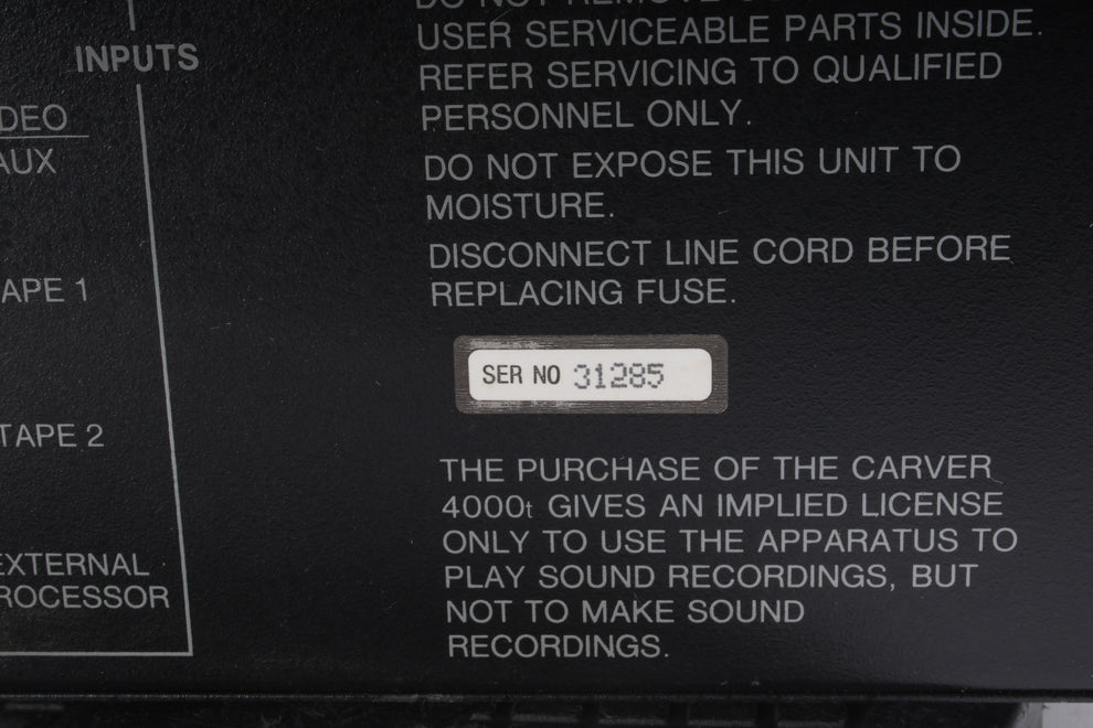 Carver Model 4000t Surround Sound Control Console Preamplifier – NTC Tech