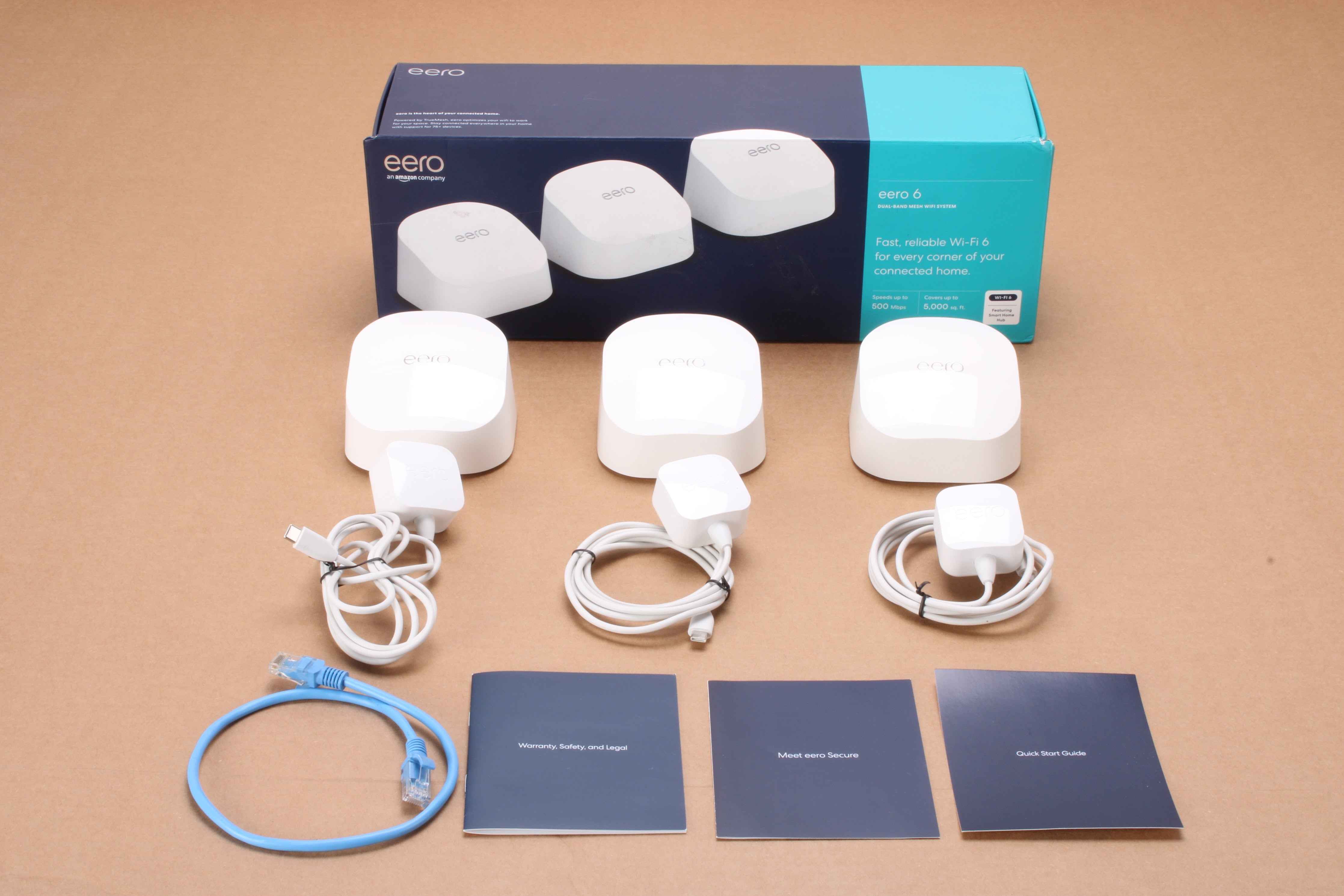 Eero M110311 6 Dual-Band Mesh WiFi System W/ 3x Power Supply & Cable B ...
