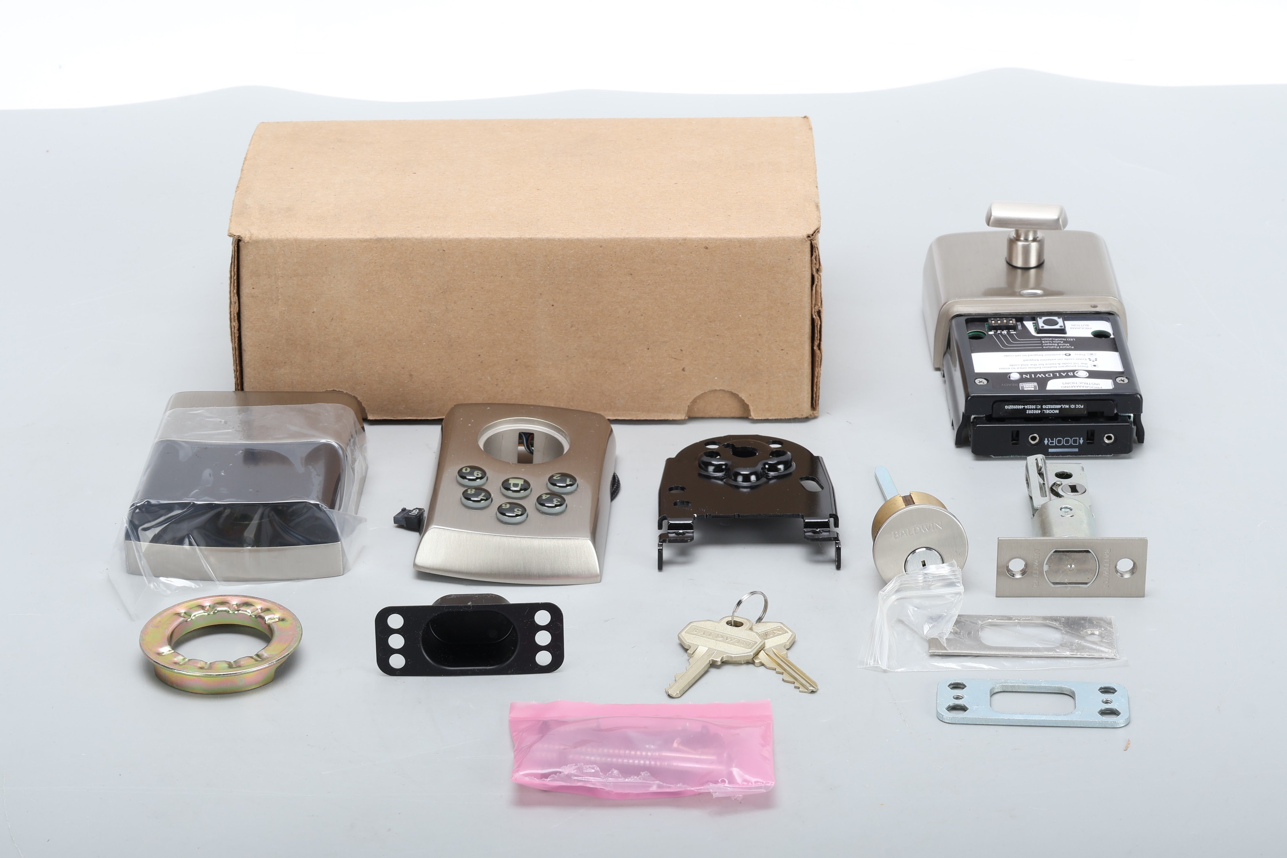 Baldwin 8285 Soho Keypad Deadbolt Kit Satin Nickel With Hardware Kit ...