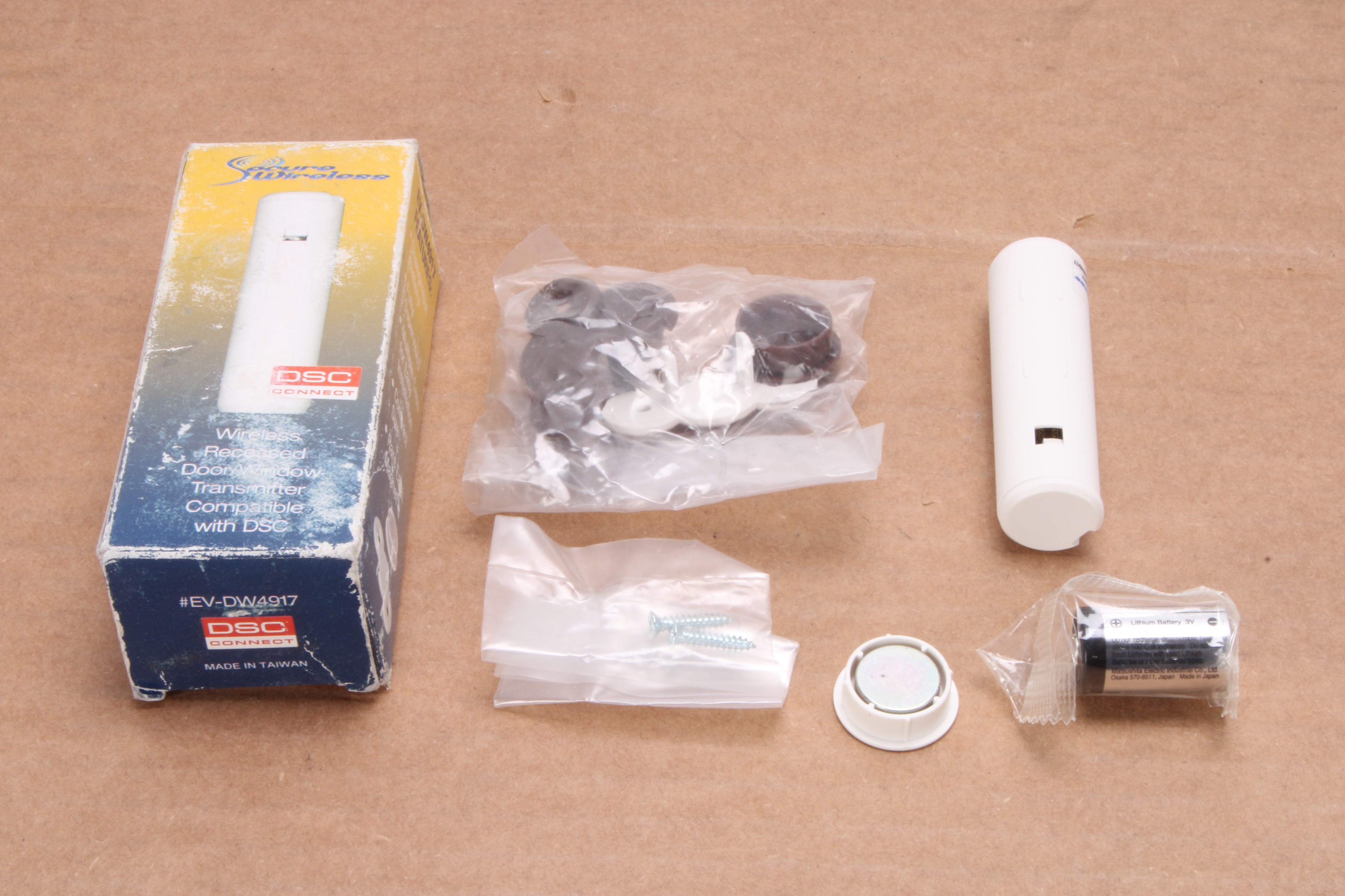 DSC EV-DW4917 Wireless Recessed Door/Window Transmitter With Accessori ...