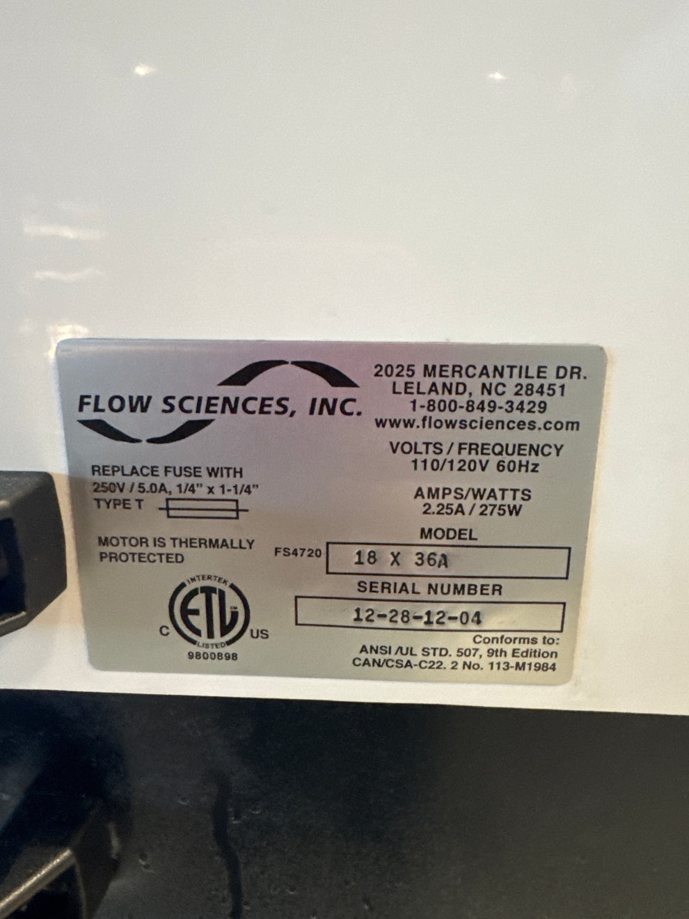 Flow Sciences FS4720 24x14 Enclosure Laminar Flow Hood Fan Box, FS-472 ...
