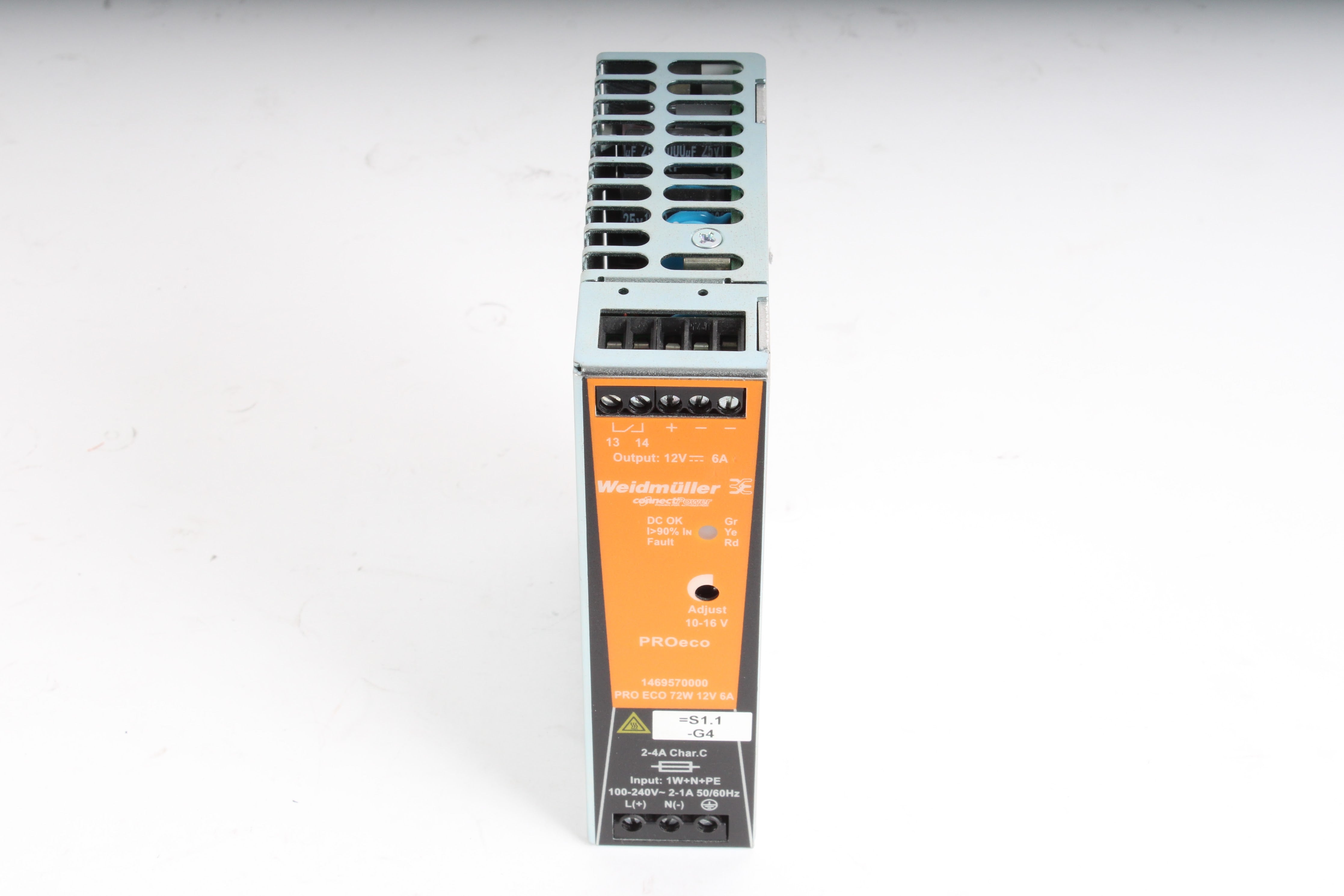 Weidmuller Pro Eco 72W 12V 6A Din Rail Power Supply 1469570000 – NTC Tech