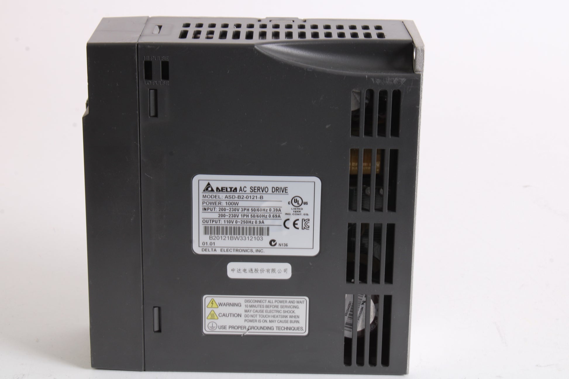 Delta Electronics ASD-B2-0121-B 100W AC Servo Drive 100W, 230V 1PH/3PH ...