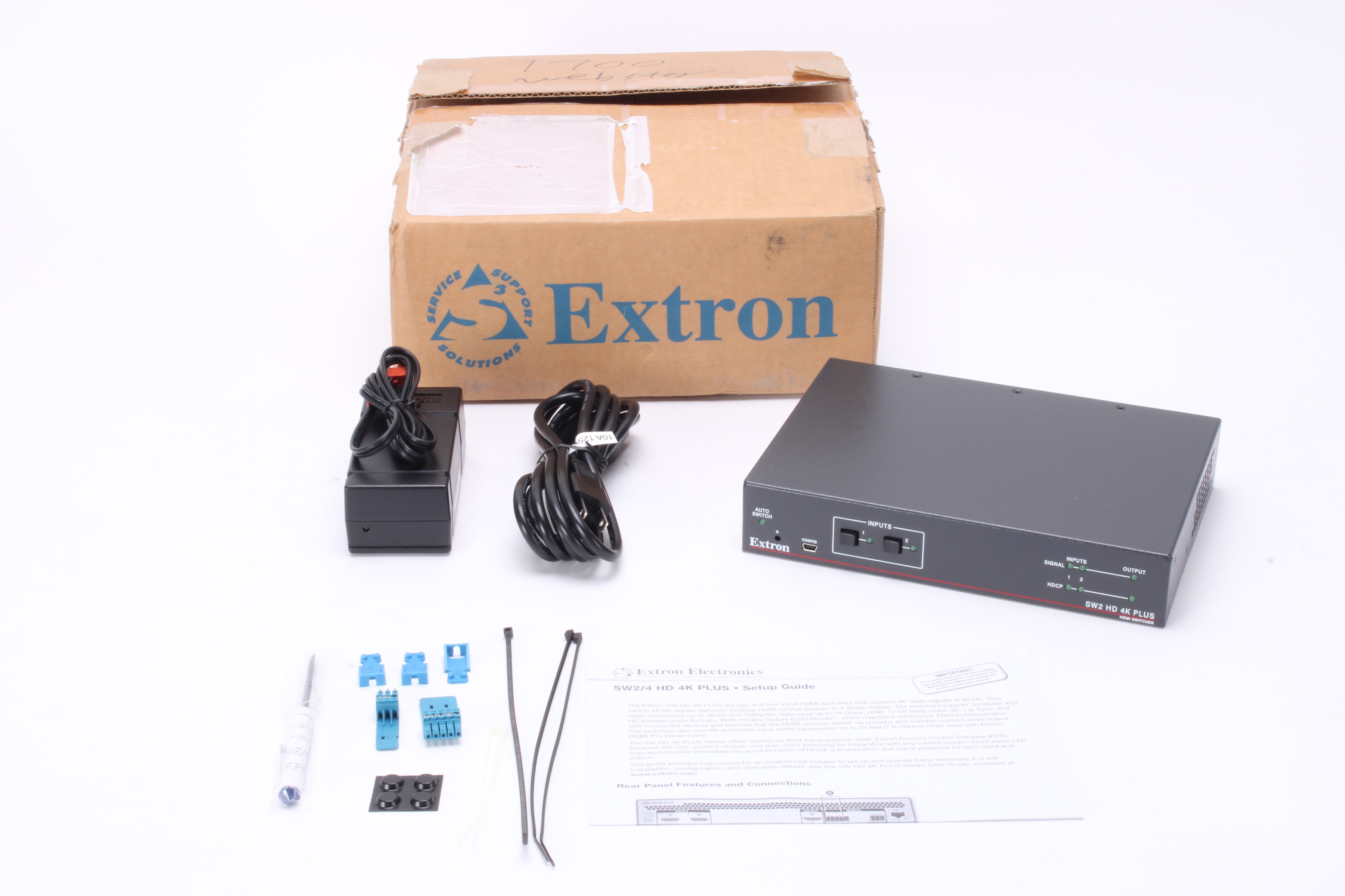 Extron SW2 HD 4K PLUS HDMI Switcher 60-1603-01 With Power Supply and A ...