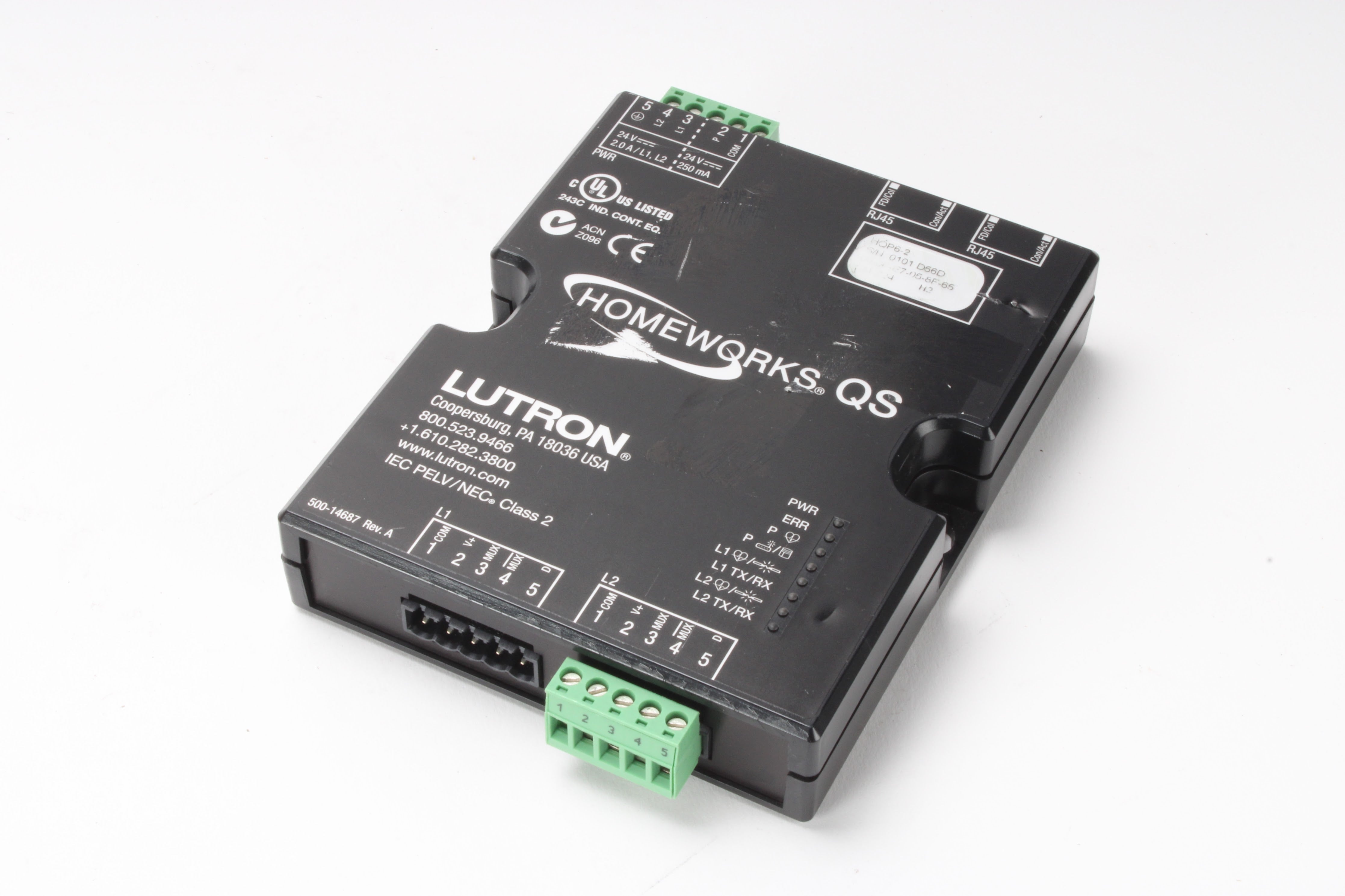 Lutron HQP6-2 Link Processor 500-14687 Rev. A With 2x 5POS Terminal Bl ...