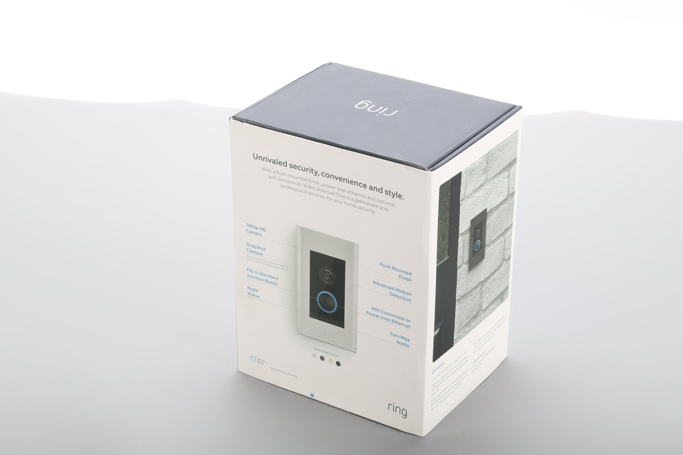 Ring Video Doorbell Elite Black Wired HD Security Camera - New Open Bo ...