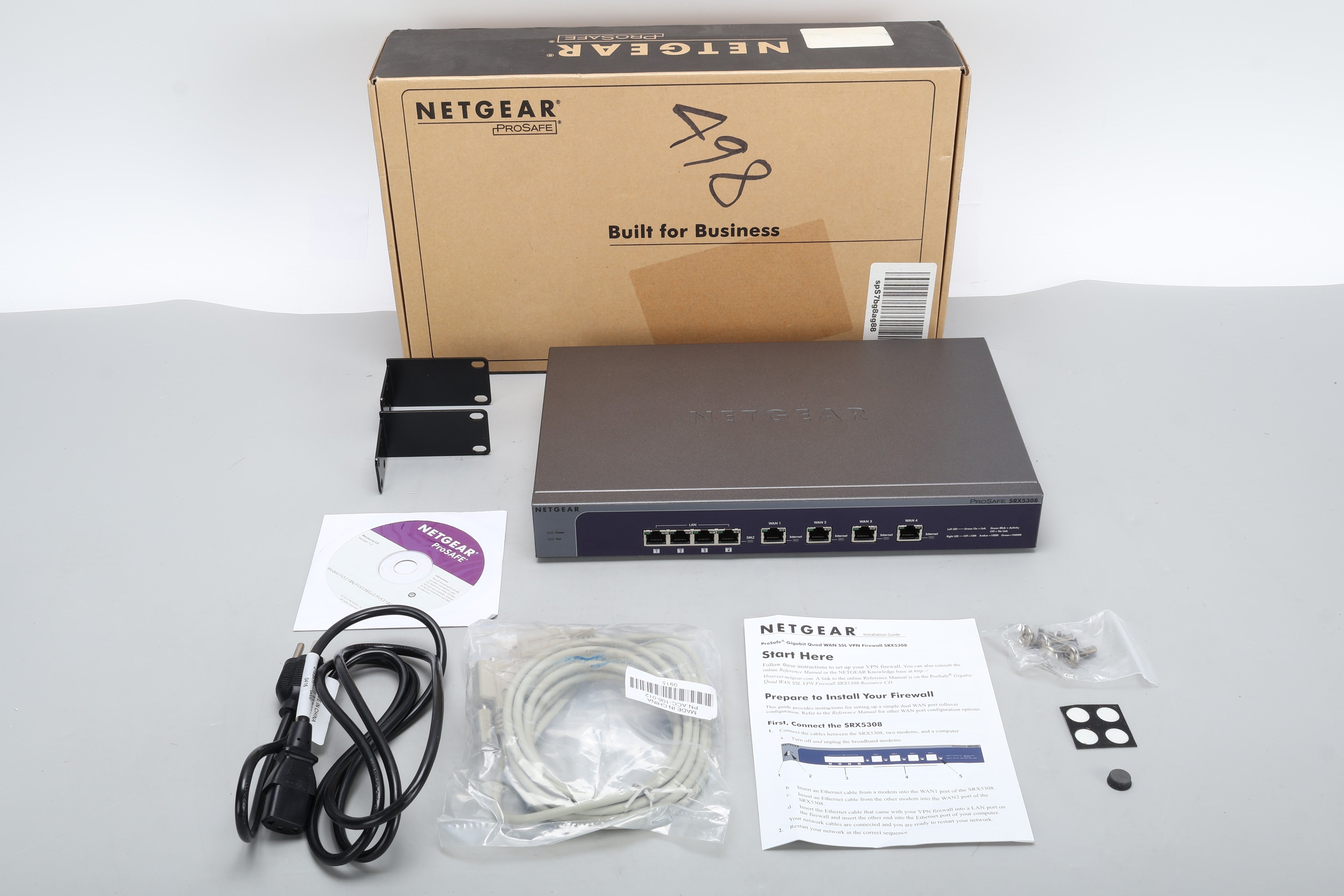 NETGEAR SRX5308 Prosafe Gigabit Quad WAN SSL VPN Firewall With Power C ...