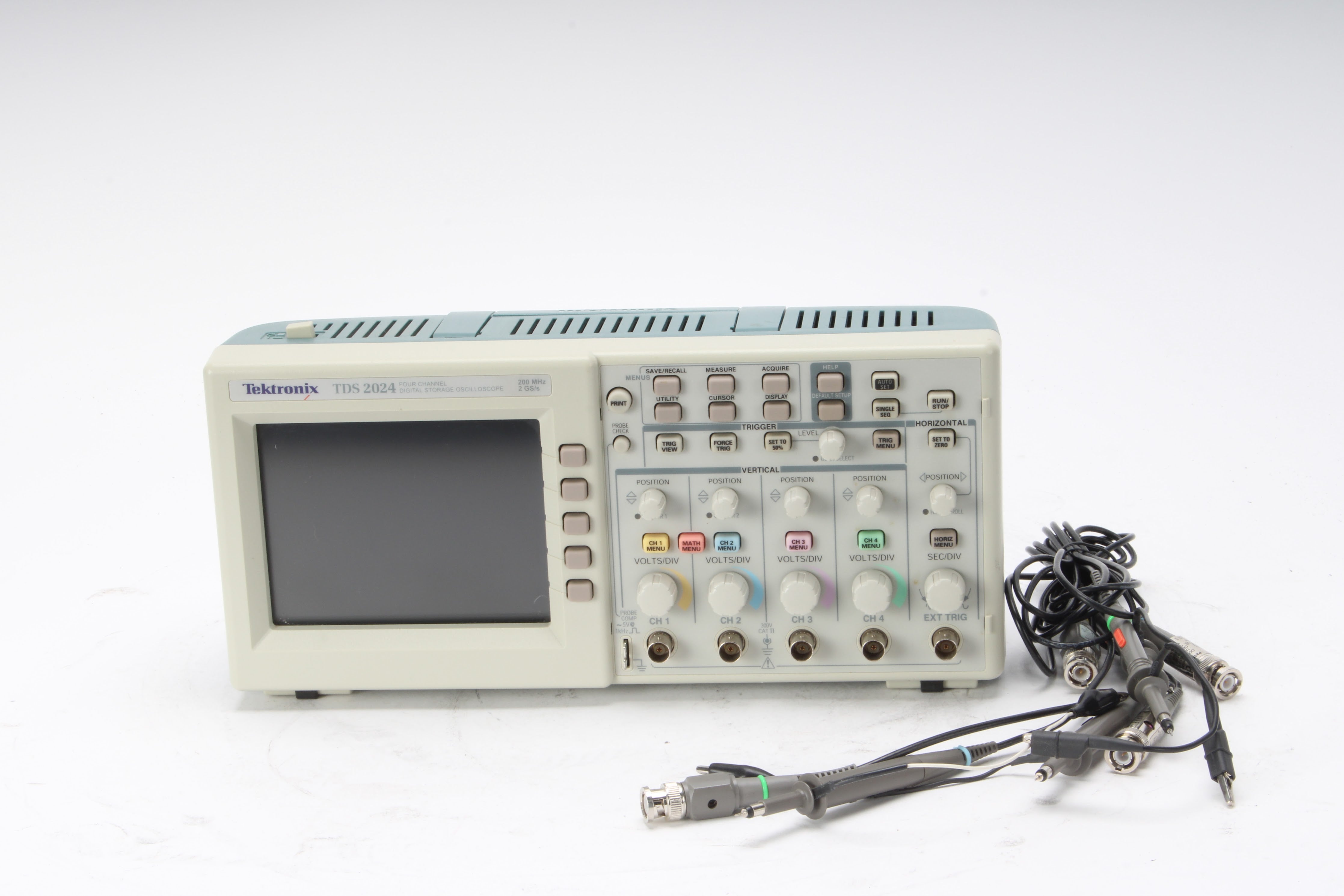 Tektronix TDS2024 200MHz 4 Channel 2 GS/s Color Oscilloscope With 1-10 ...