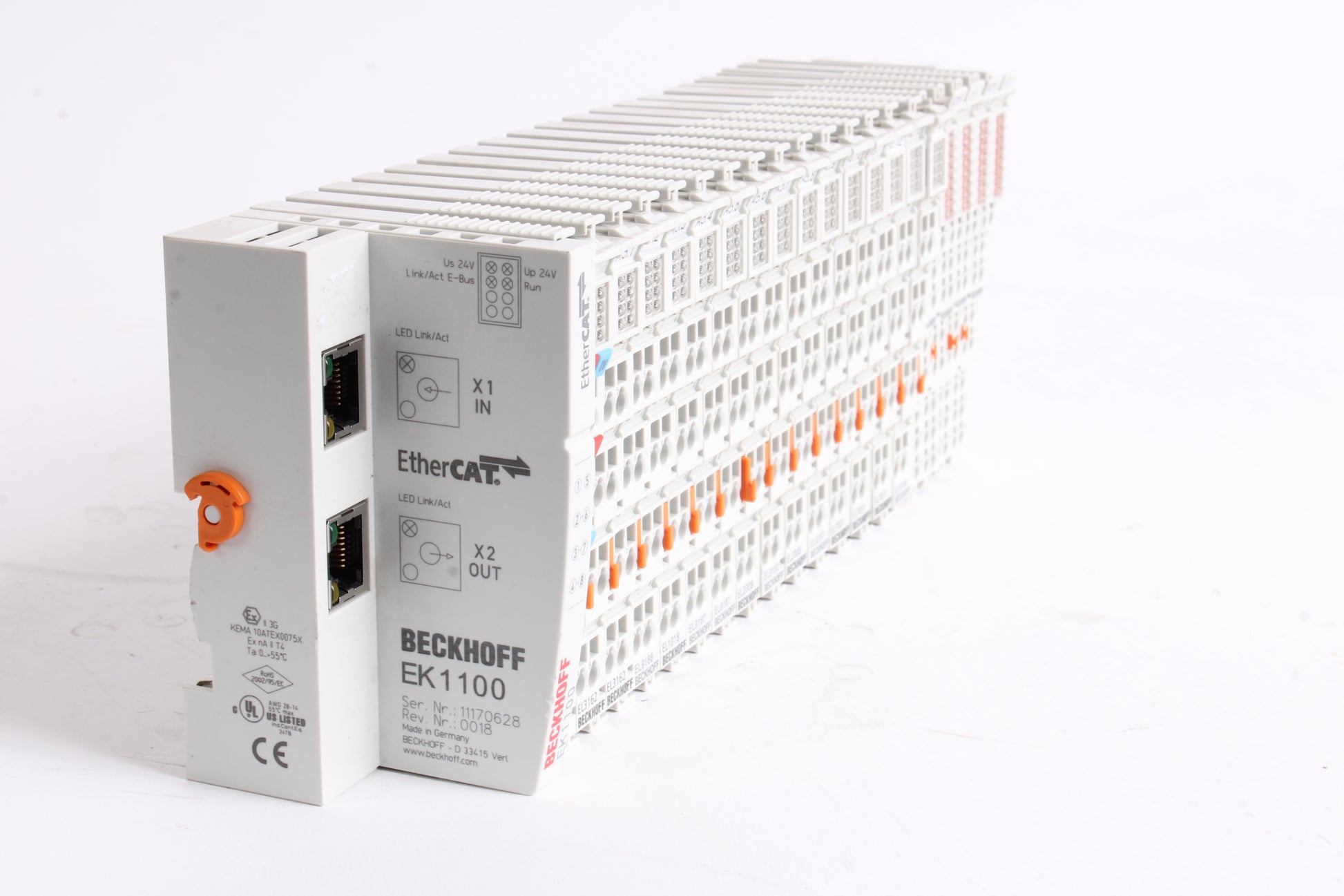 Beckhoff EK1100 EtherCAT With 2x EL3162, EL9186, EL1018, 2x: EL9187, E ...