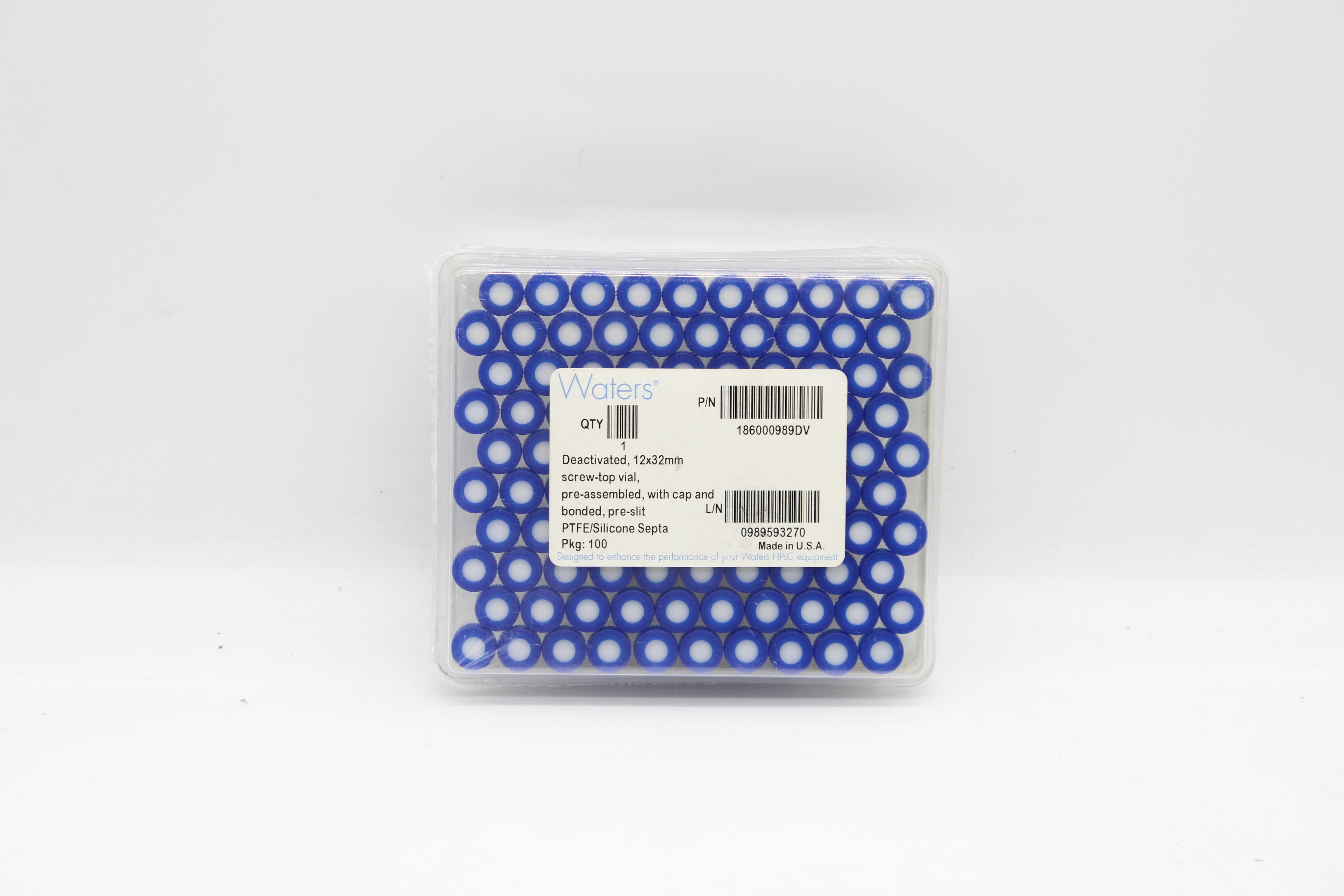 Waters 186000989DV Deactivated Clear Glass 12 x 32 mm Vial Preslit Pkg ...