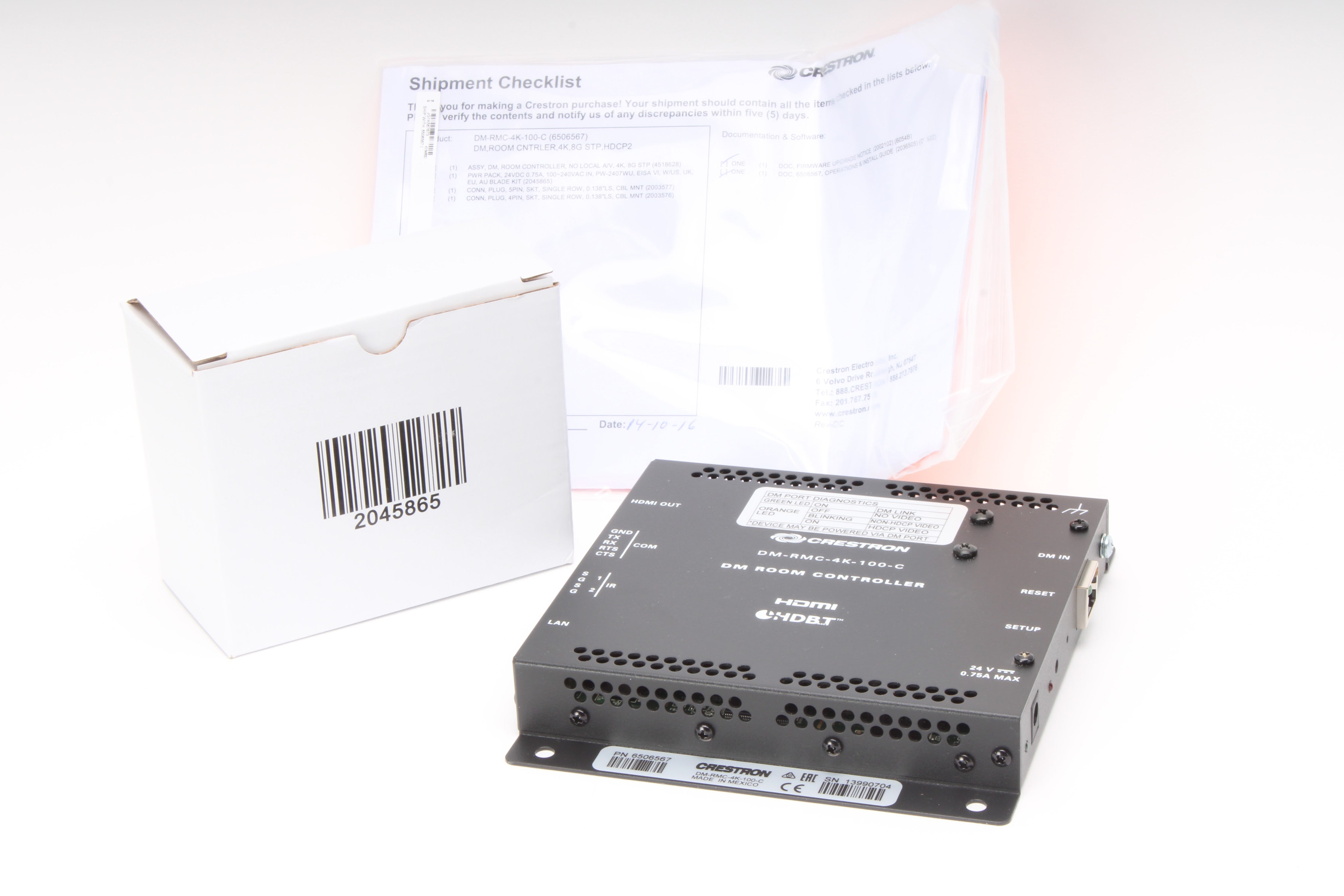 Crestron DM-RMC-4K-100-C Room Controller With Power Supply and Plugs ...