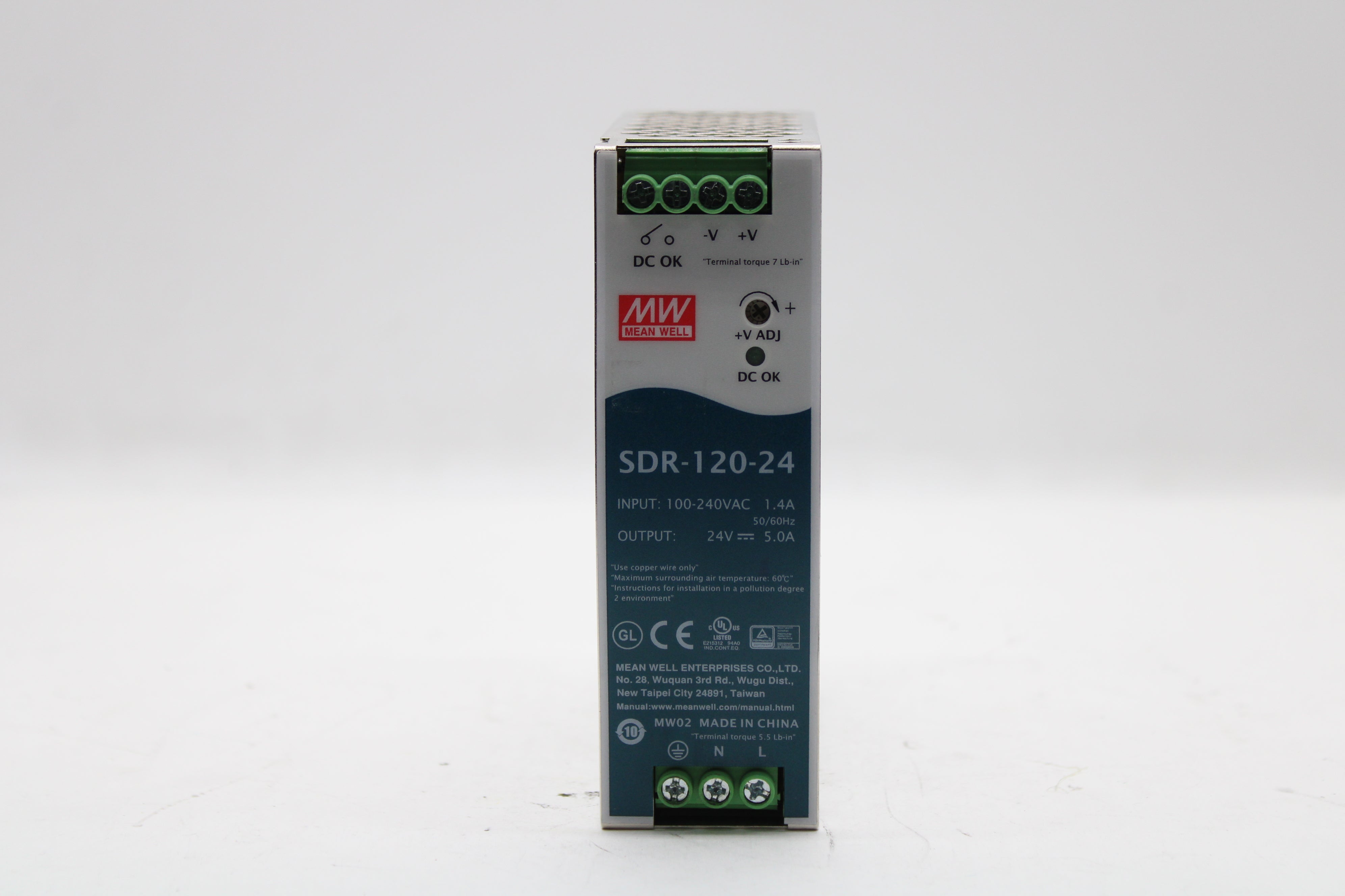 Mean Well SDR-120-24 AC/DC Power Supply Single-OUT 24V 5A 120W 7-Pin – NTC Tech