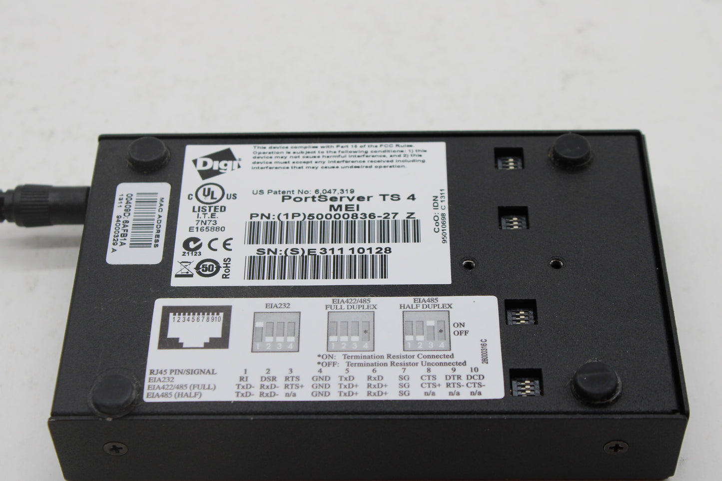 Digi PortServer TS 4 MEI Device Server 50000836-27 / RJ-45 Serial to E ...