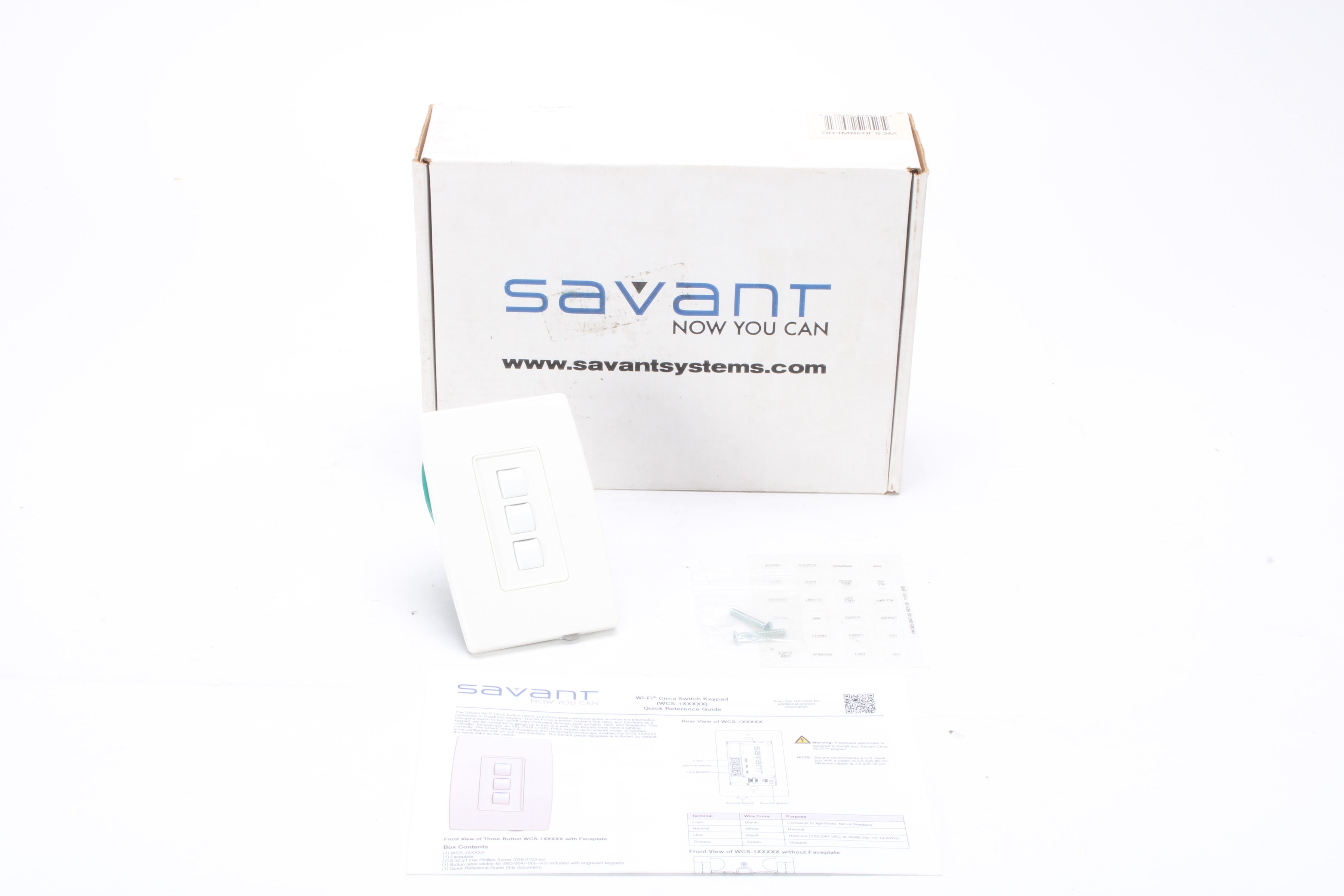 Savant WCS-103BW1-00 WiFi Circa Switch Keypad White With 2x Screws and ...