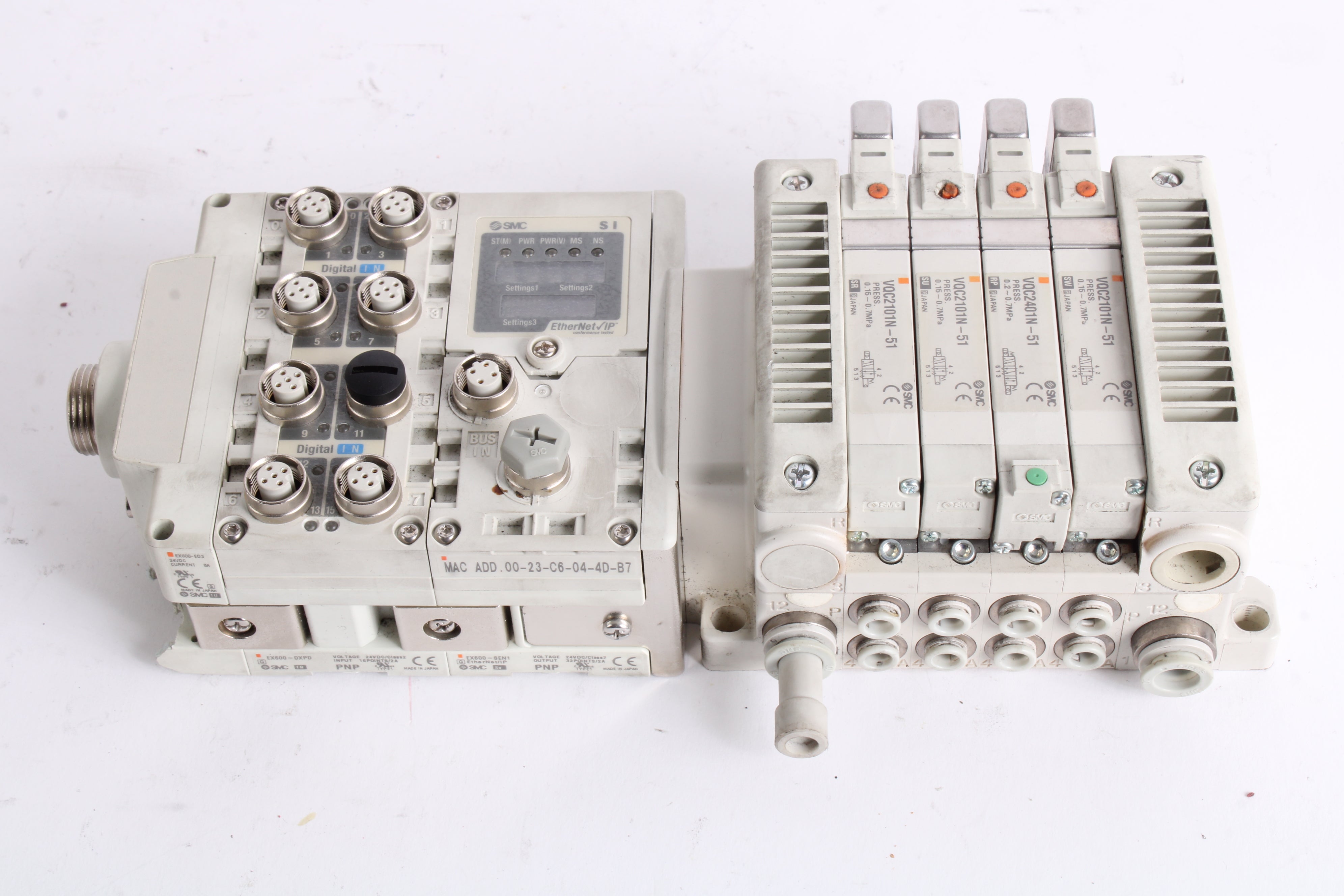 SMC EX600-SEN1 Serial Interface Unit + EX600-DXPD + EX600-ED3 + 3x VQC ...