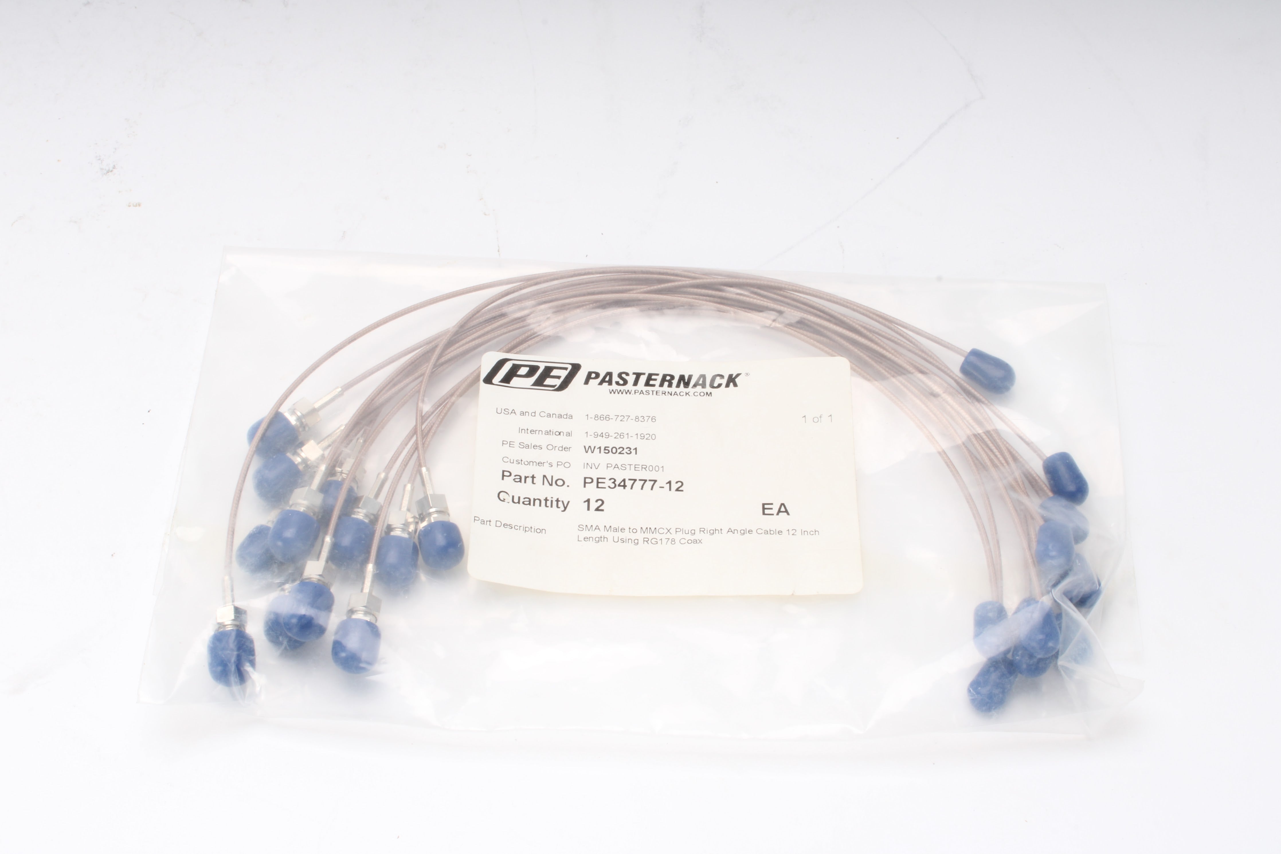 Pasternack PE34777-12 12" Coaxial Cable (Pack of 12) - NEW – NTC Tech