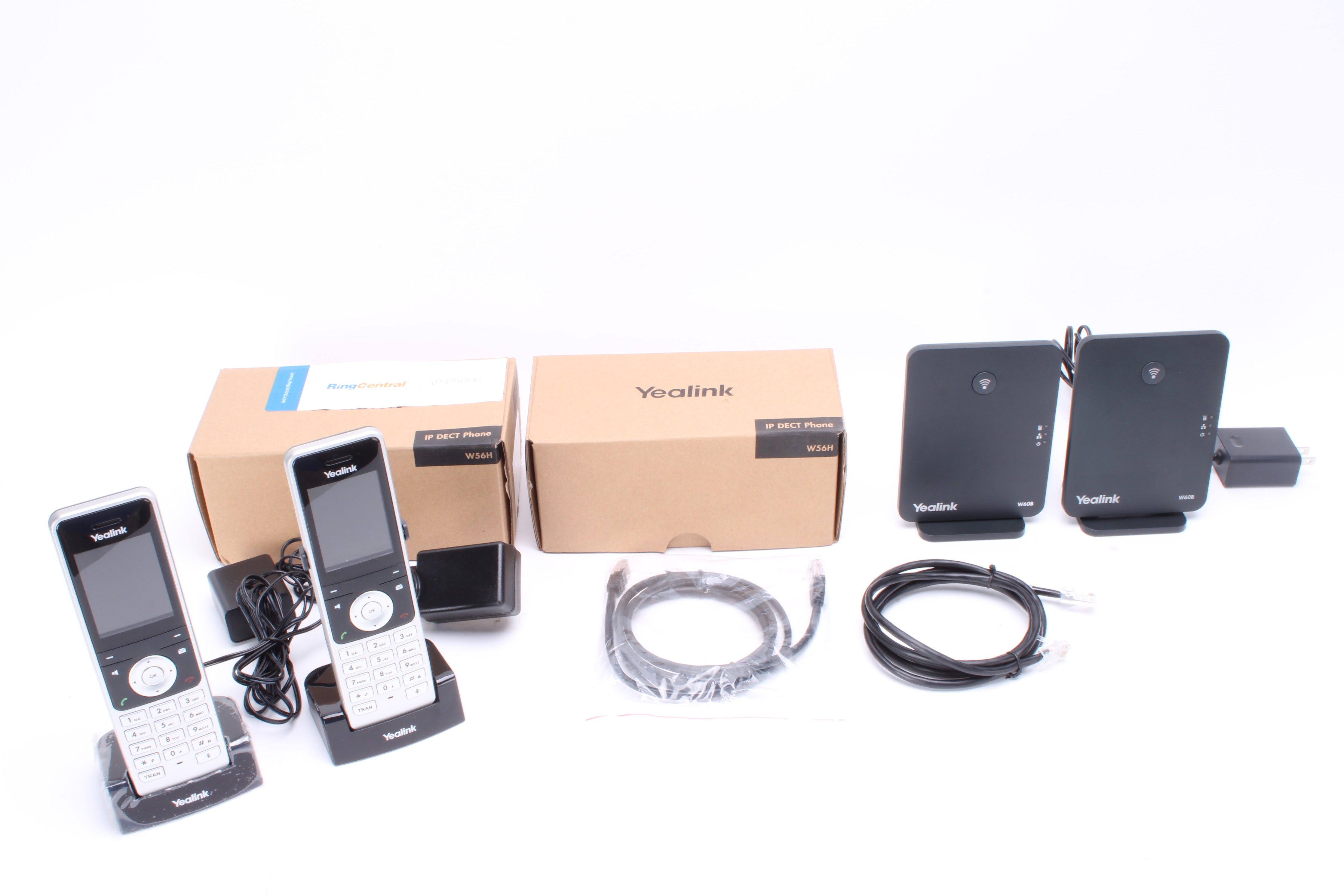 Yealink 4x: W56H Wireless DECT Handset & 2x: W60B Direct IP Base Stati ...