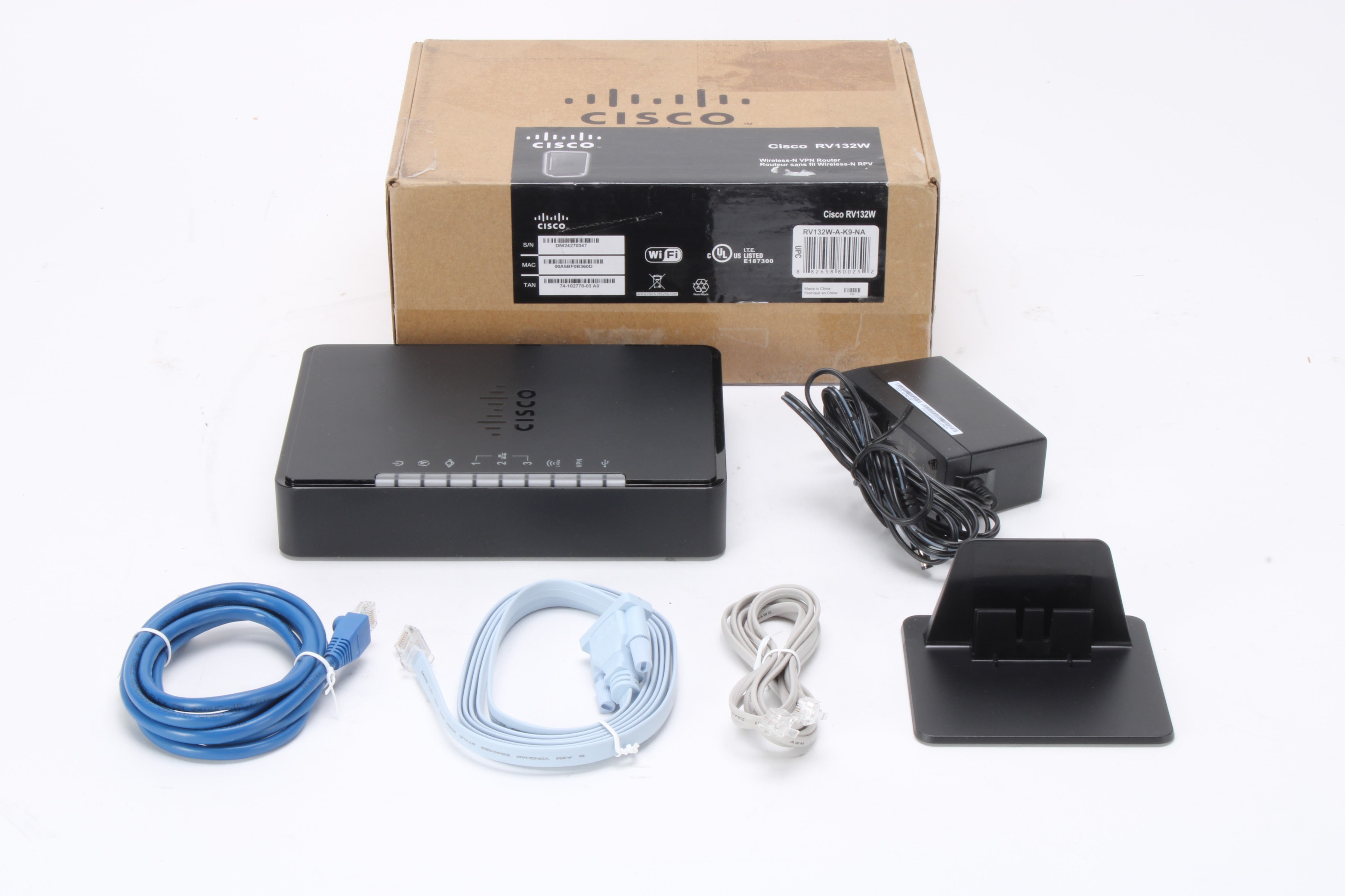 Cisco RV132W Wireless-N VPN Router With Power Supply and Accessories ...