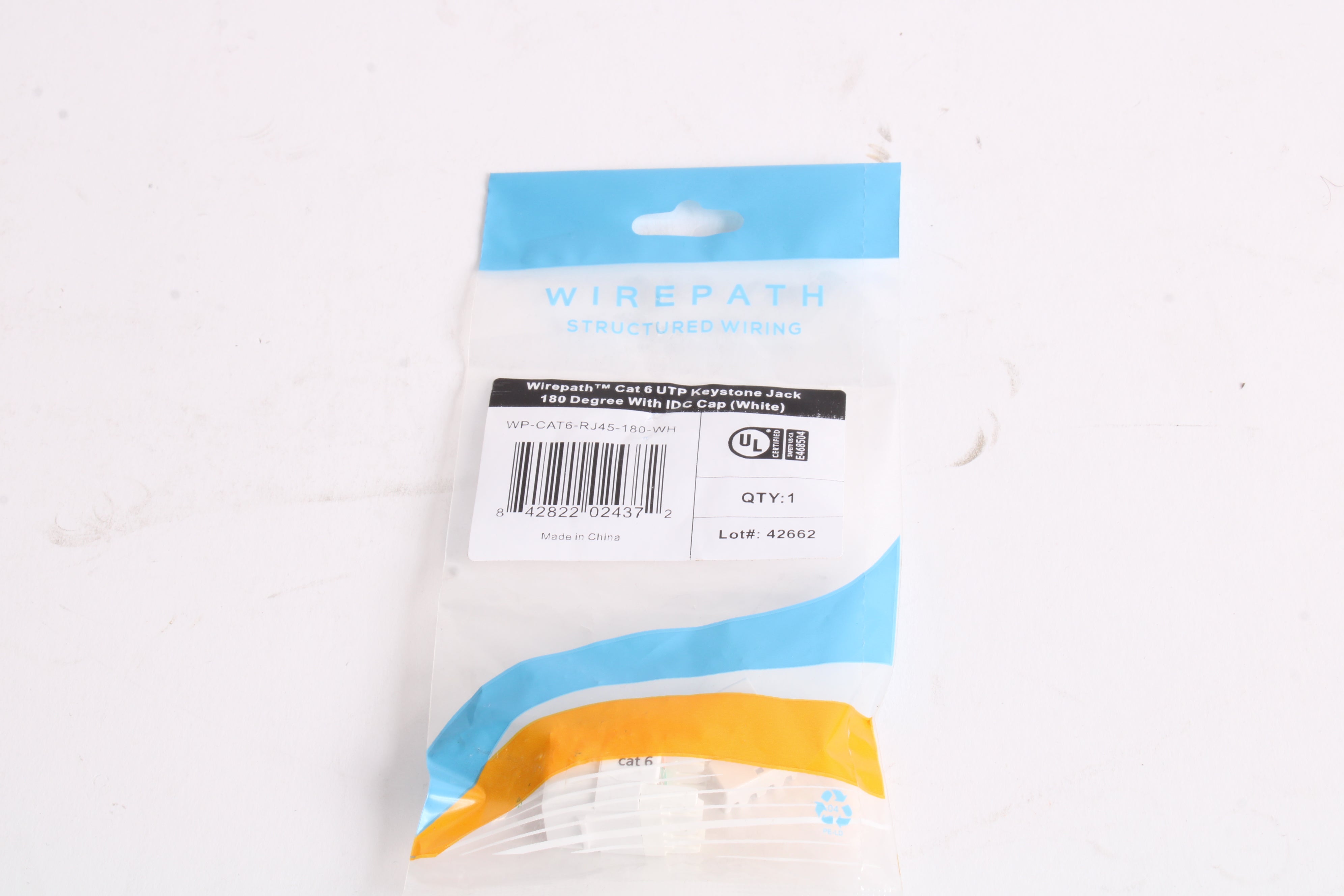 Wirepath WP-CAT5E-RJ45-180-WH Cat 5e RJ45 UTP Keystone Insert Lot of 8 ...