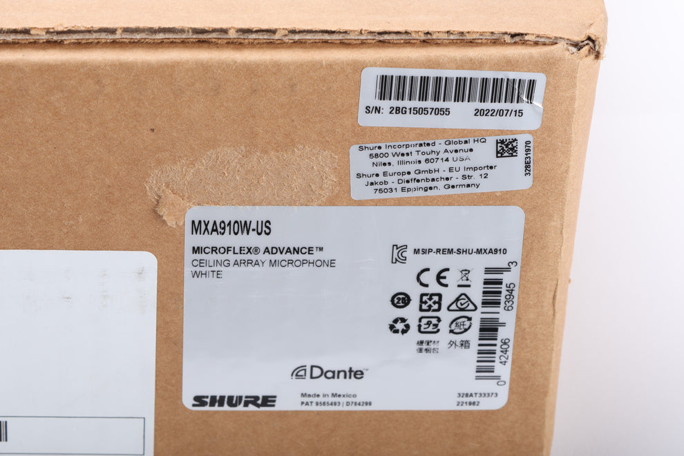 Shure MXA910W-US 24x24" Ceiling Array Microphone White - NEW – NTC Tech