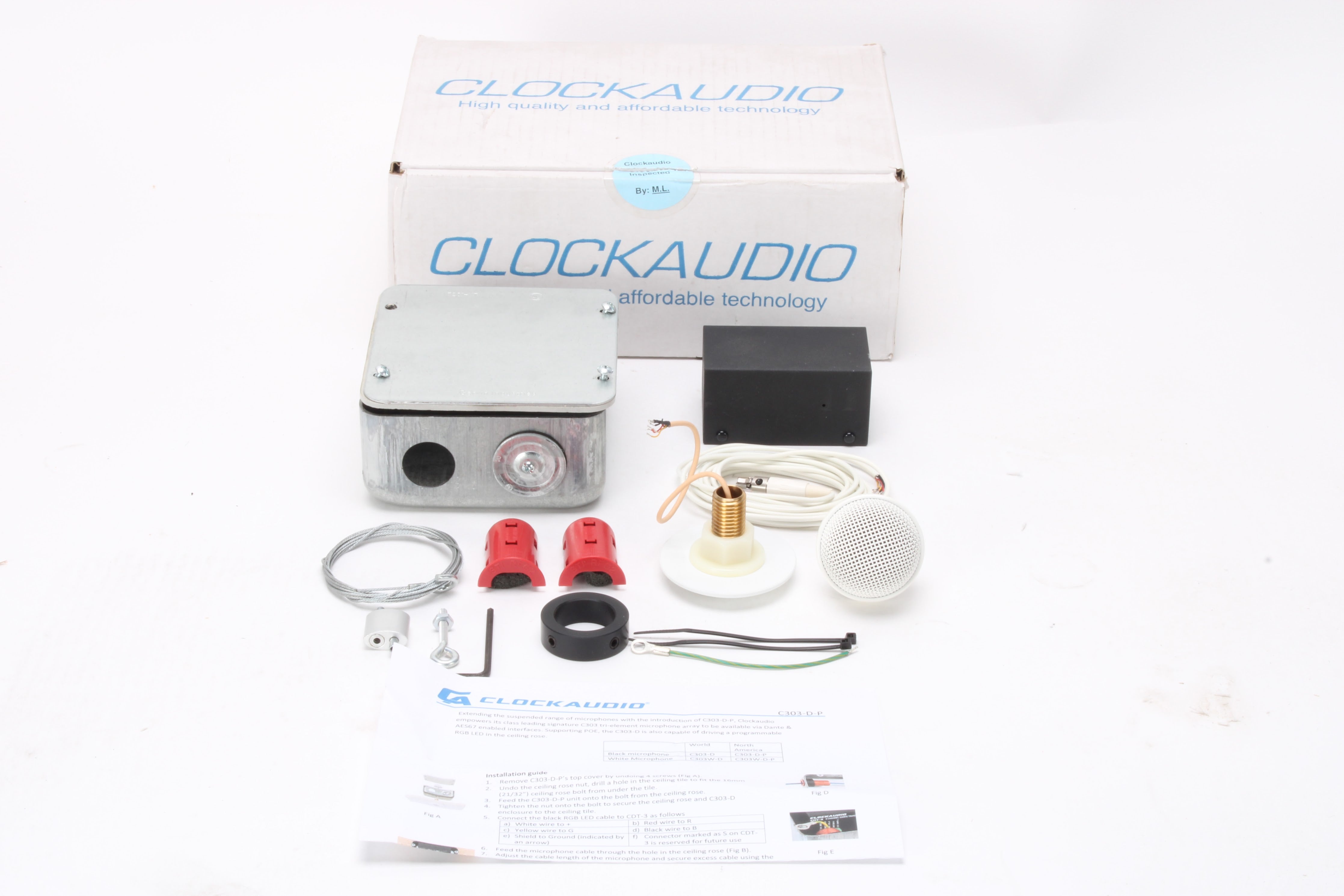 ClockAudio C303W-D-P-UDP Tri-Element Array Hanging Microphone - New Op ...