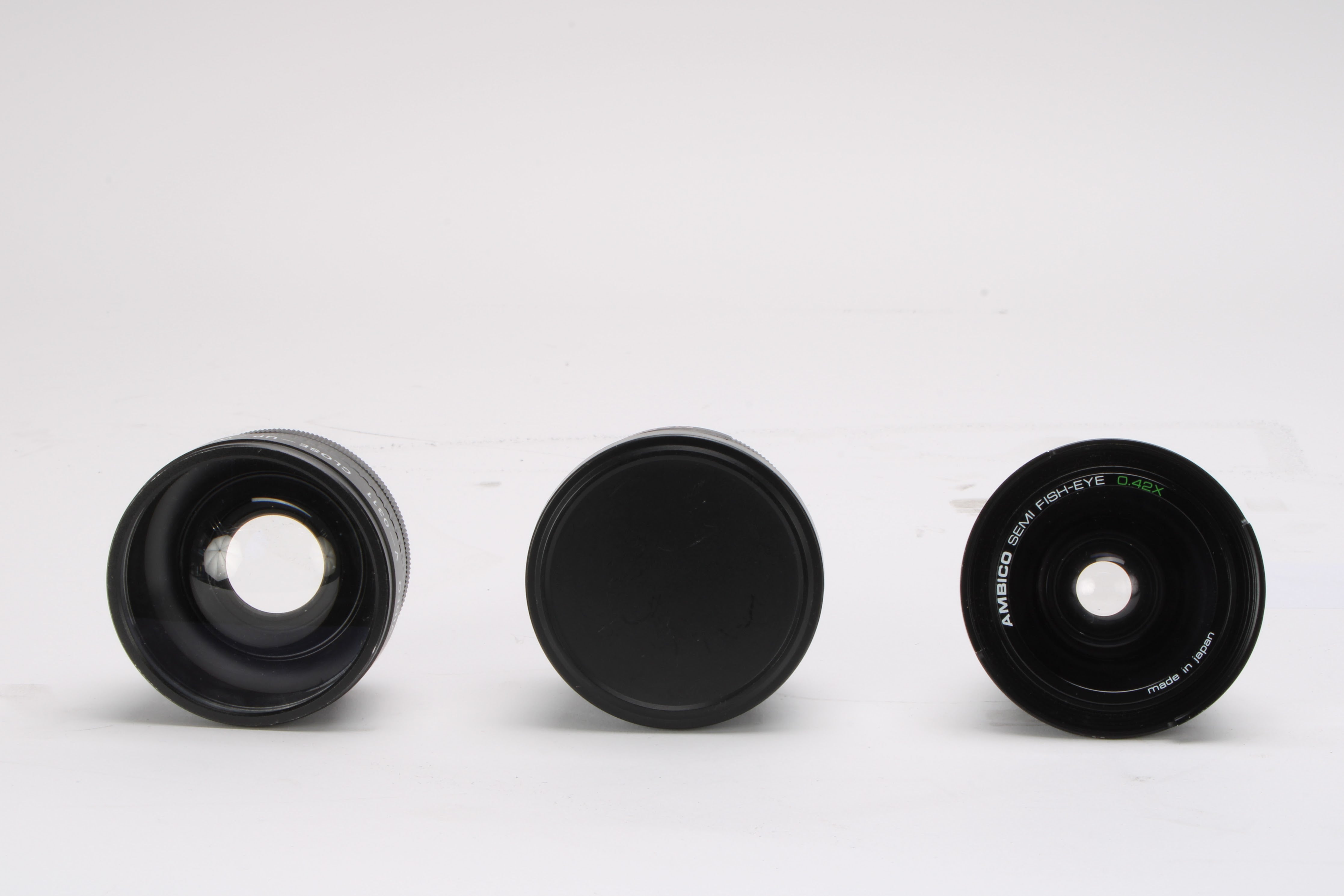 Ambico 0.42x Semi Fish Eye Lens and 2x: V-0311 Close Up/Wide View Lens ...