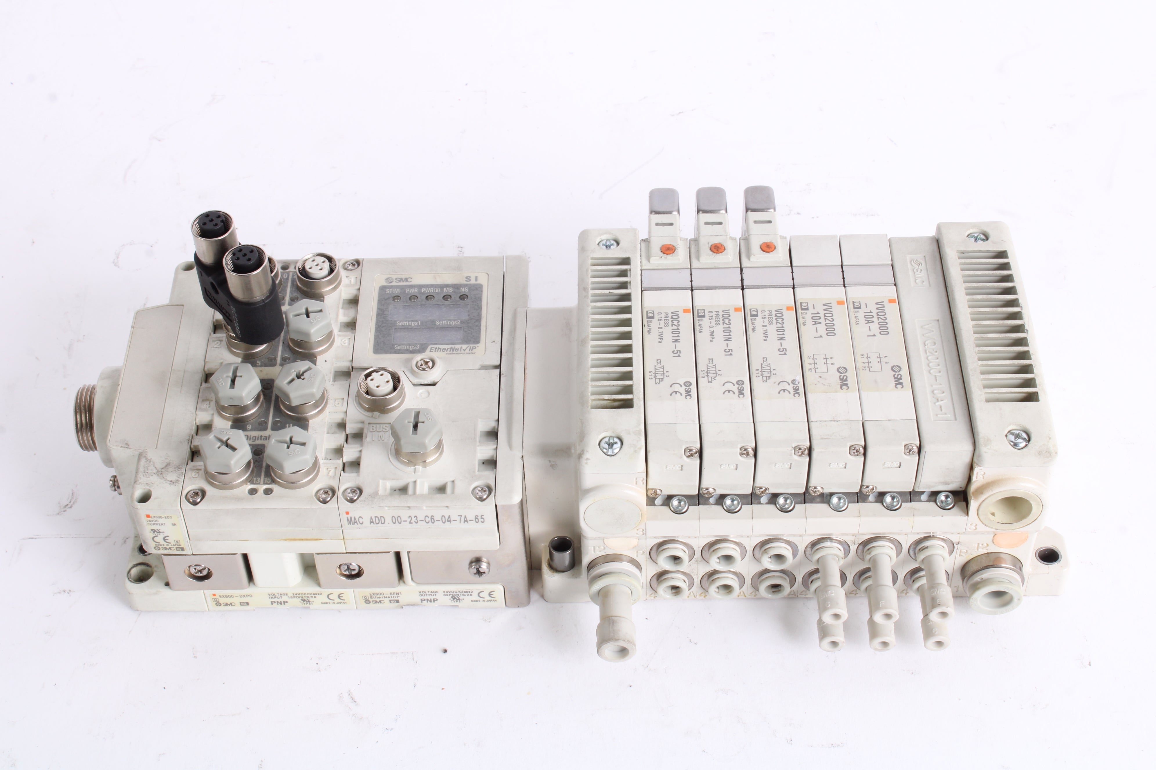 SMC EX600-SEN1 Serial Interface Unit + EX600-DXPD + EX600-ED3 + 3x VVQ ...