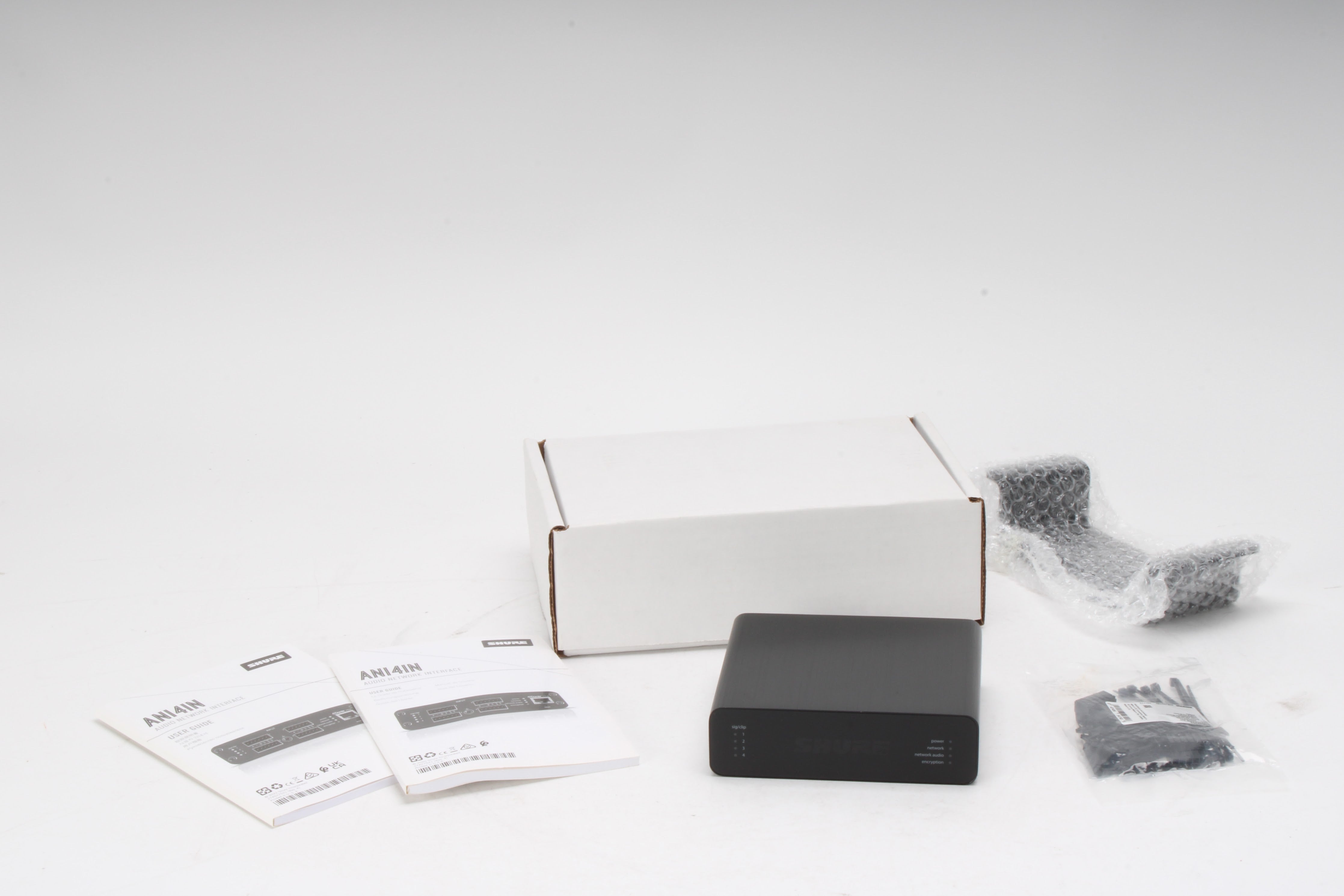Shure ANI4IN-BLOCK 4-Ch Dante Mic/Line Audio Network Interface Unit Ne ...